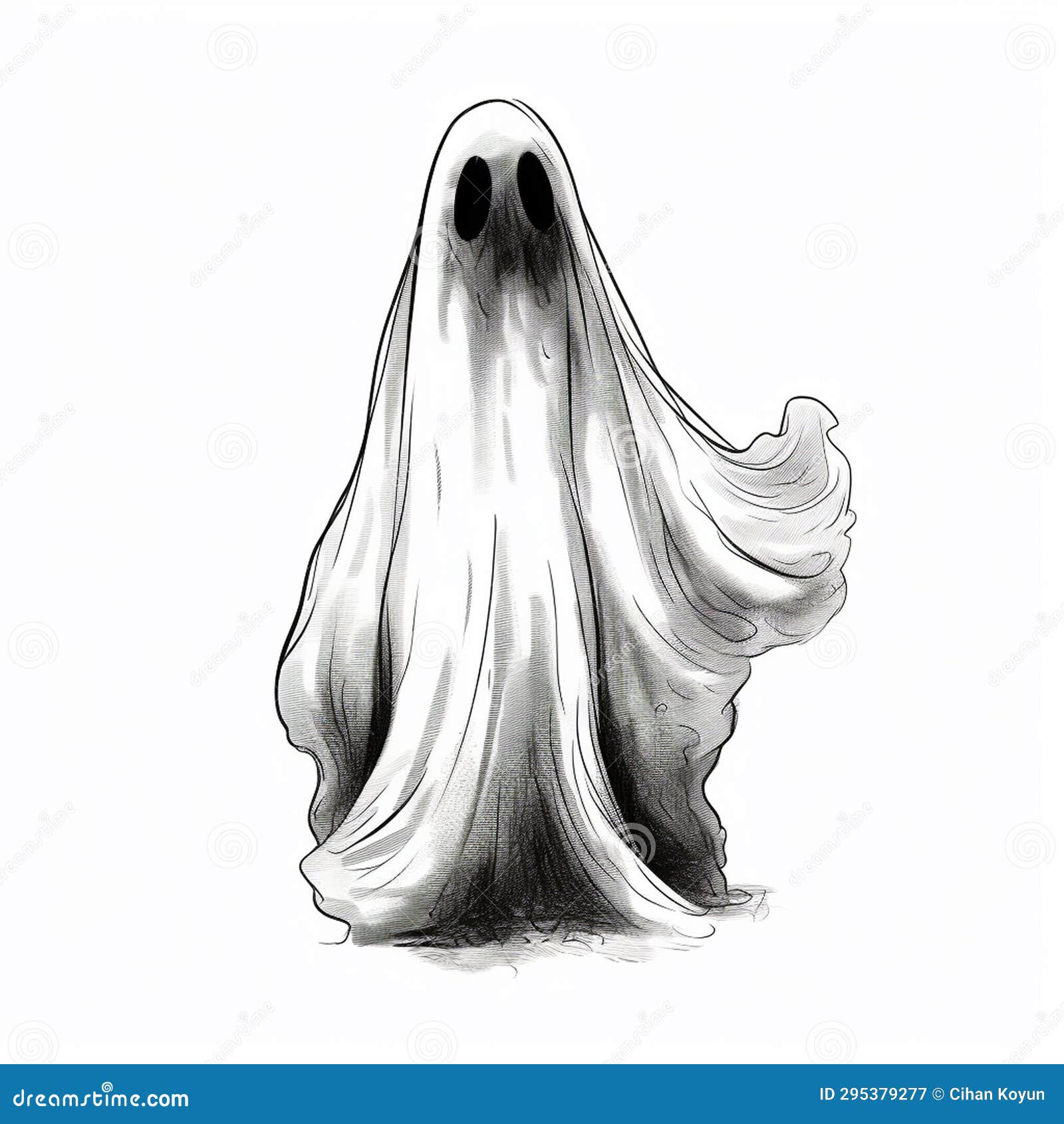 Flat Halloween Ghost Drawing for a Halloween Window Display Stock ...