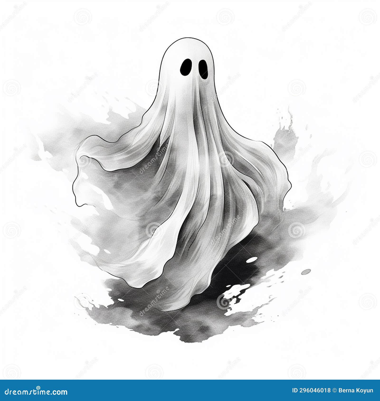 Flat Halloween Ghost Ghostly Simplicity Stock Illustration ...