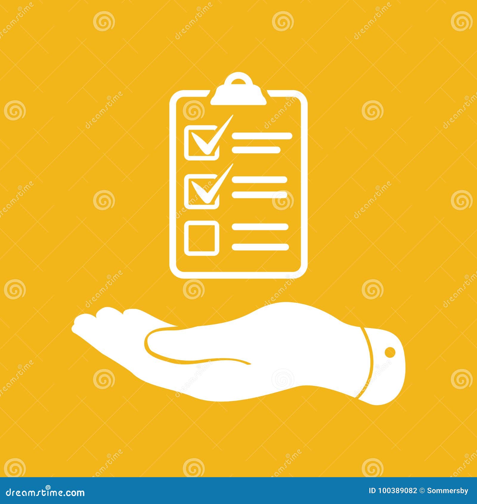 Hand with check list icon stock vector. Illustration of concept - 100389082