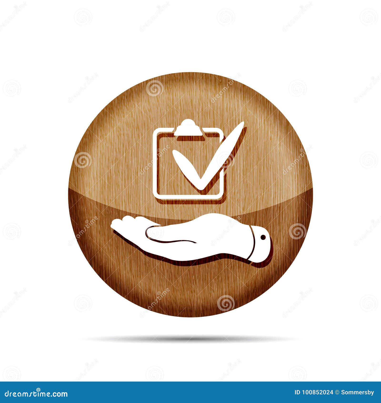 Flat Hand with Check List Icon Stock Vector - Illustration of button ...