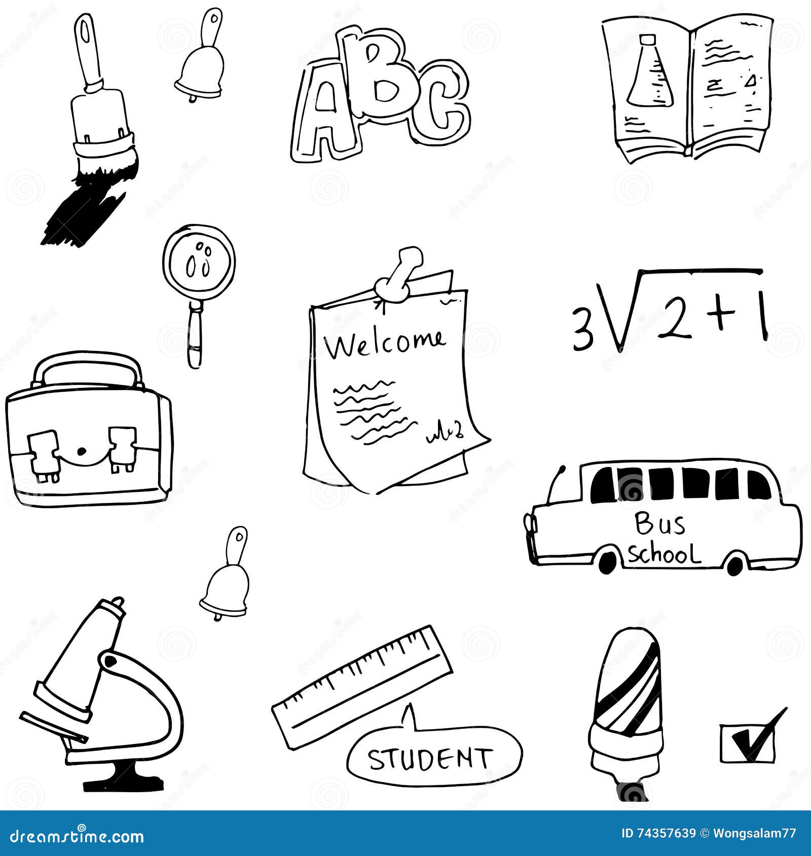 Flat Hand Draw Element Student in Doodle Stock Vector - Illustration of ...