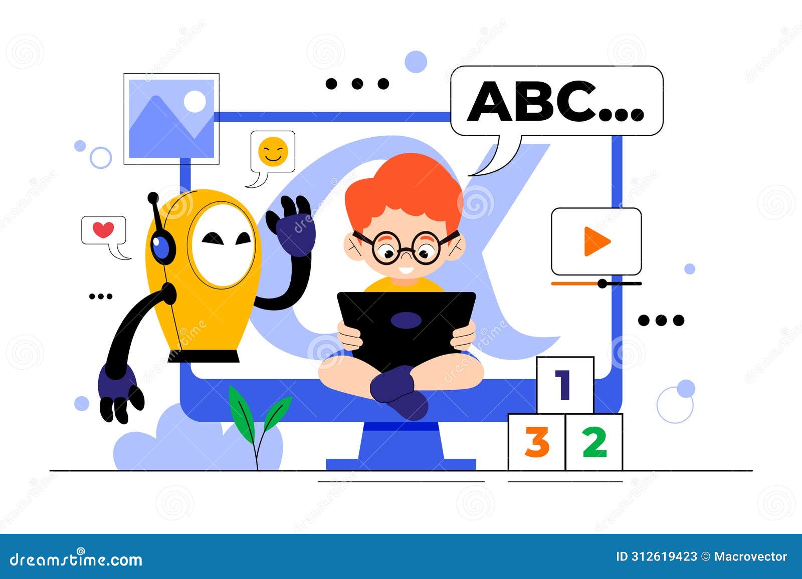 Flat Hand Drawn Cartoon Generation Alpha Composition Stock Illustration ...