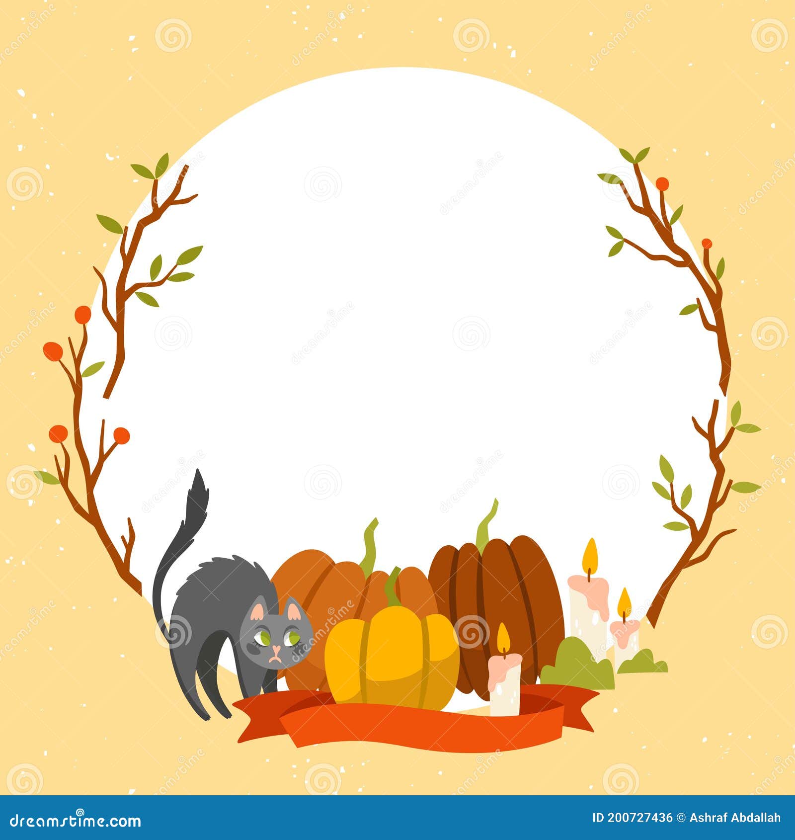 Flat Hand Drawn Design Halloween Frame Vector Stock Vector ...