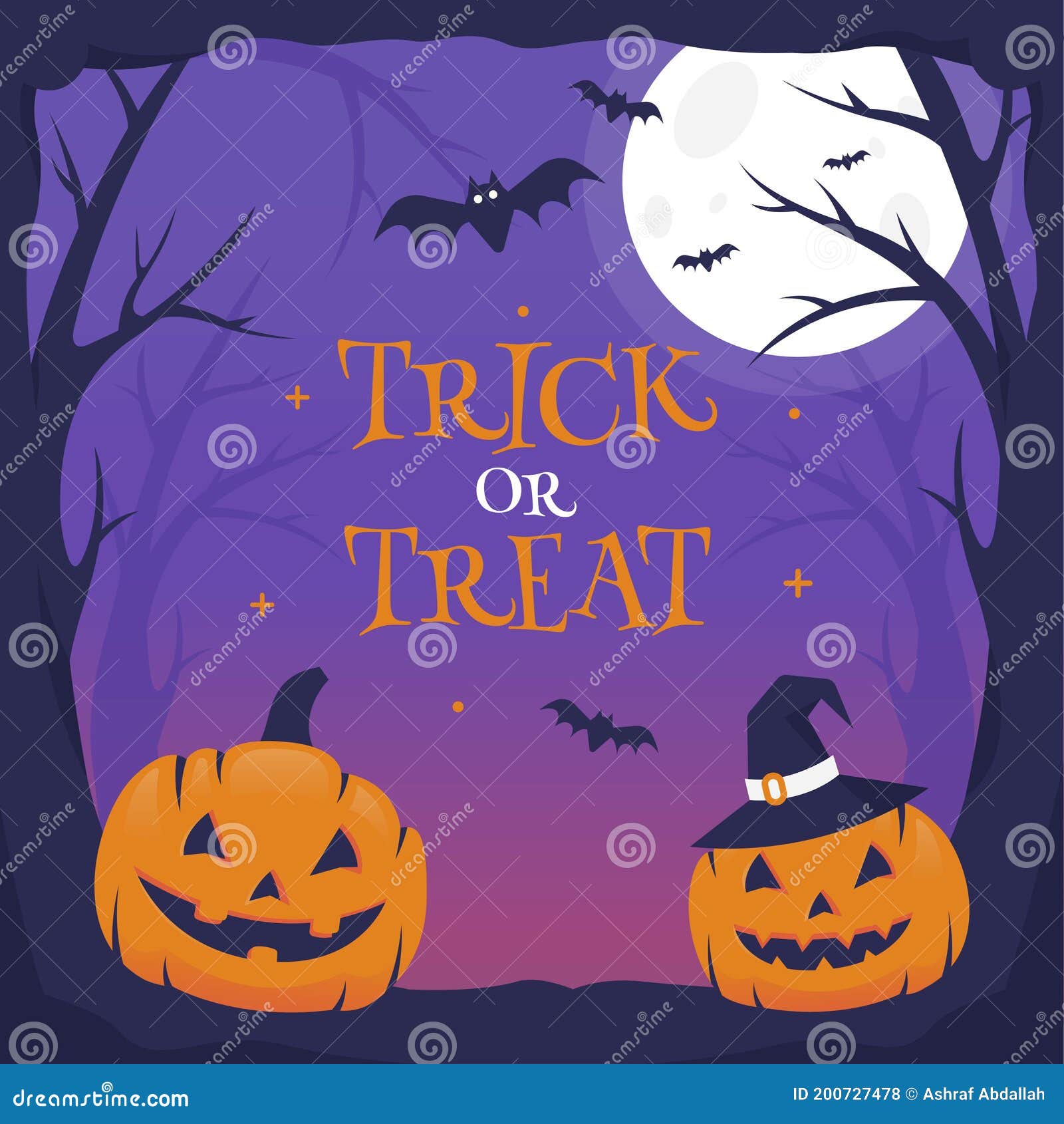 Flat Hand Drawn Design Halloween Frame Vector Stock Vector ...