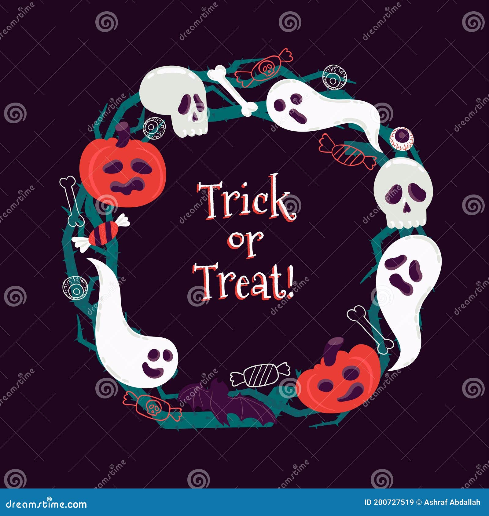 Flat Hand Drawn Design Halloween Frame Vector Stock Vector ...