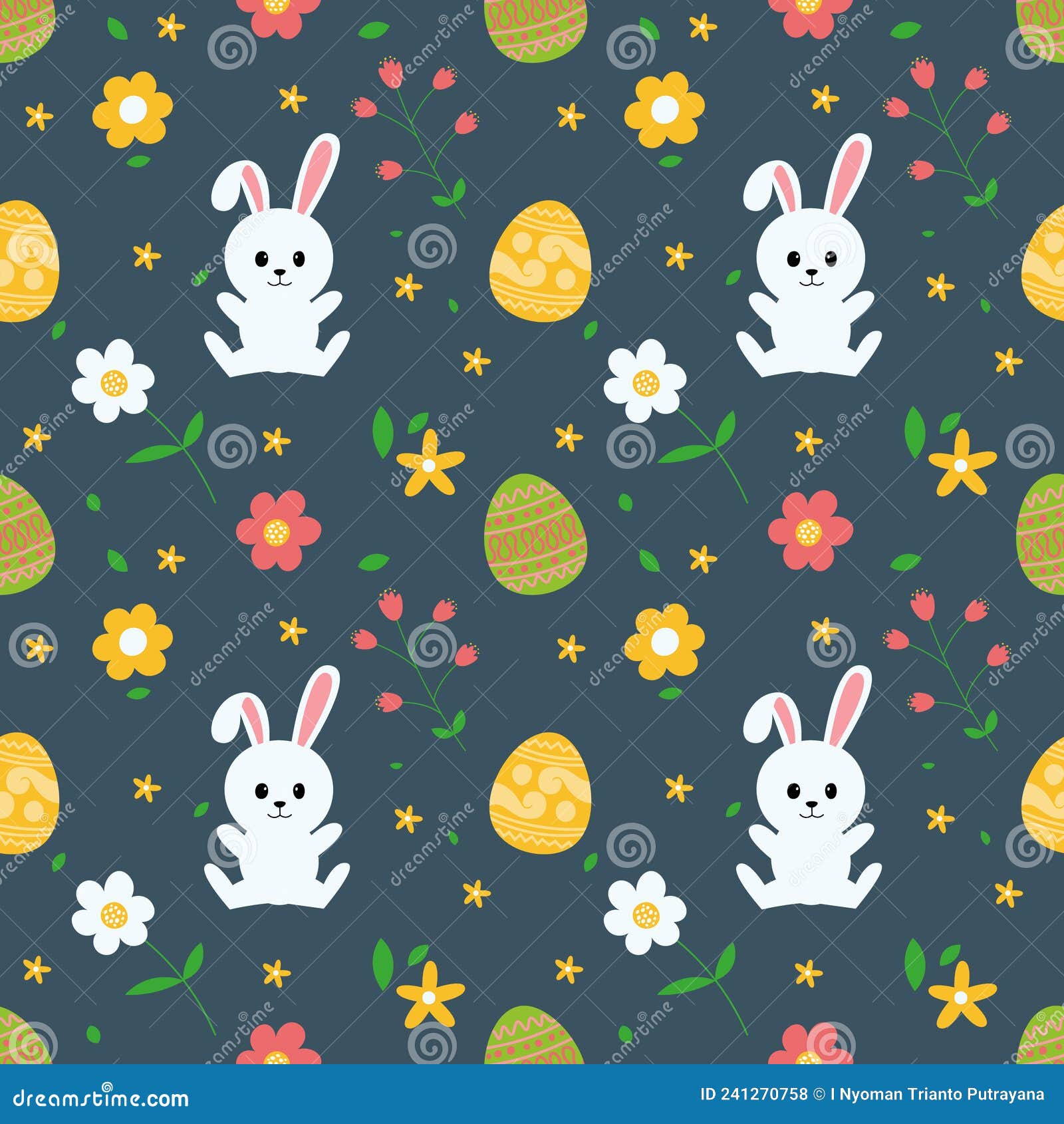 Flat Hand Drawn Easter Pattern Stock Vector - Illustration of wallpaper ...