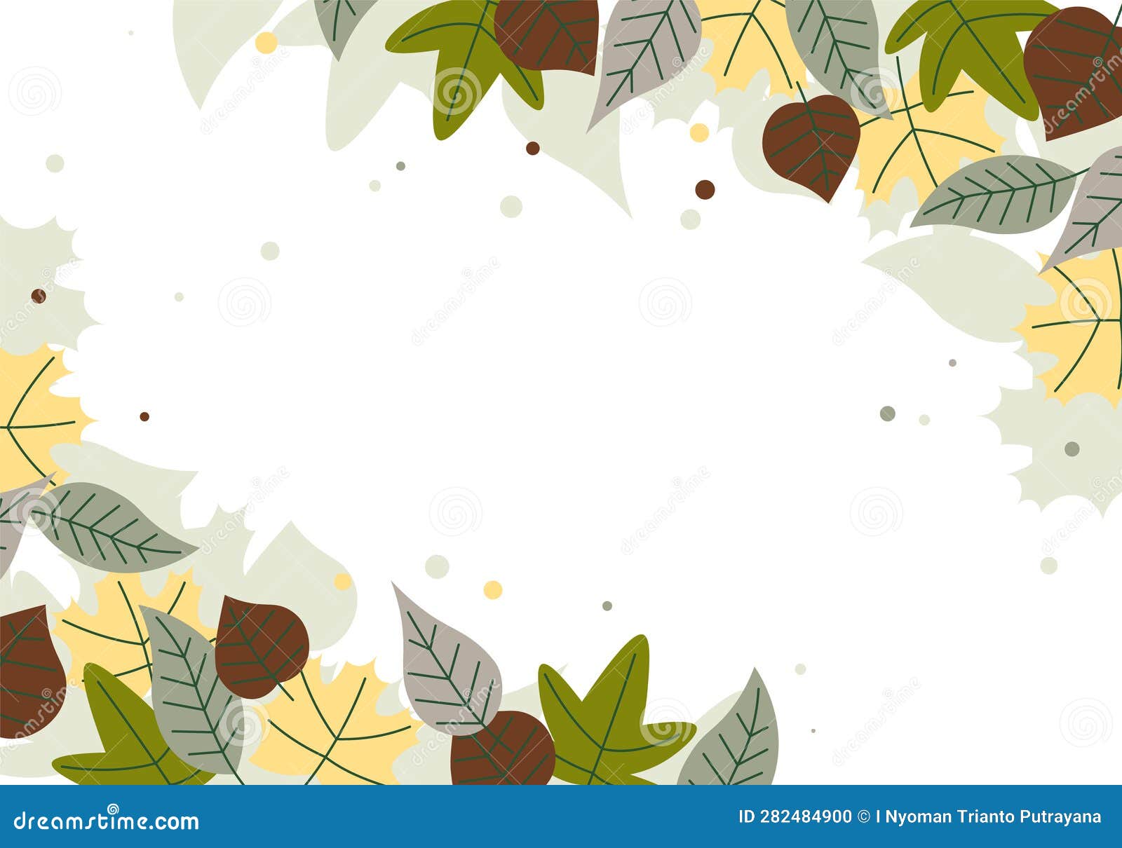 Flat Hand Drawn Leaves Background. Stock Vector - Illustration of ...