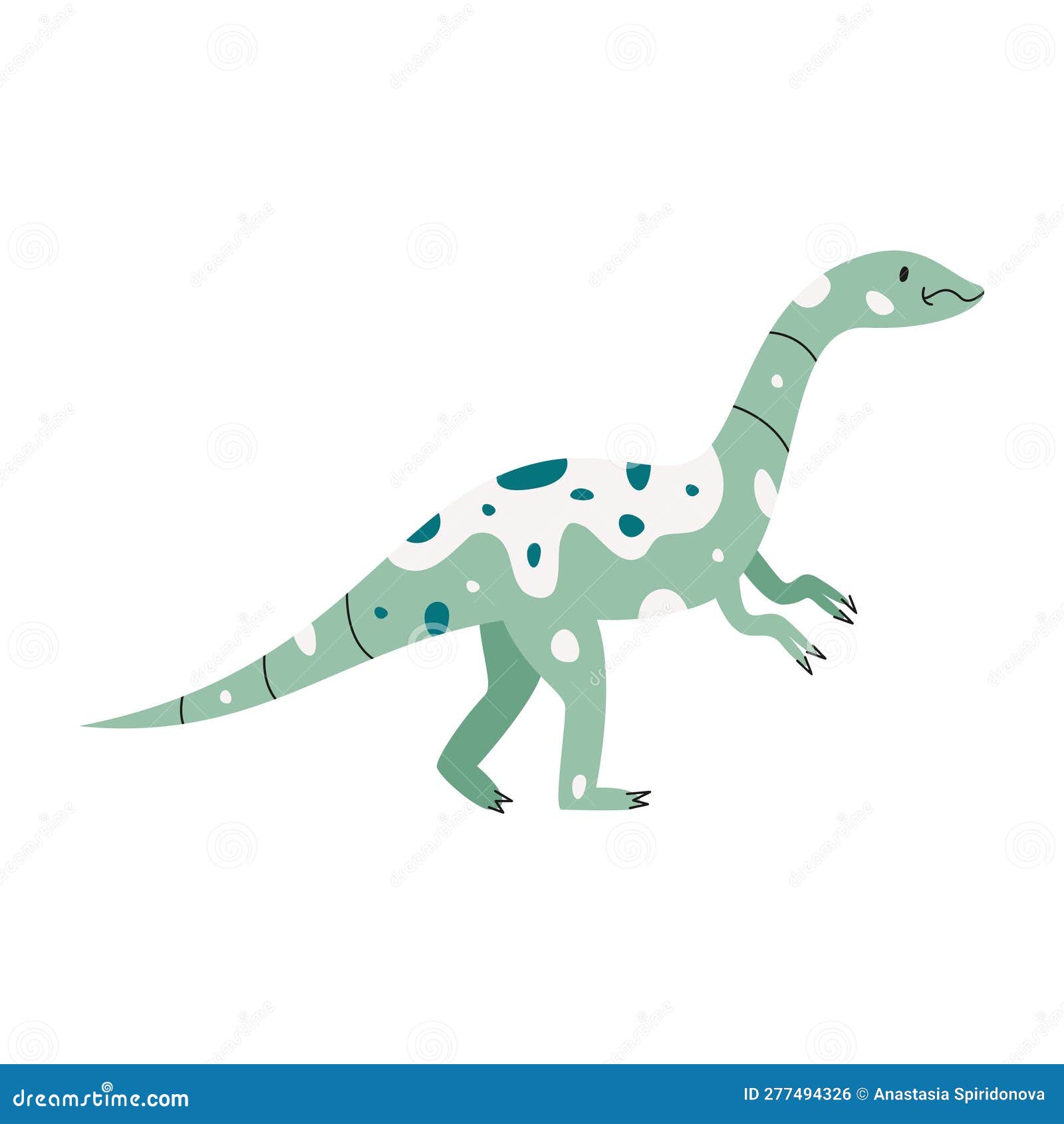 Flat Hand Drawn Vector Illustration of Plateosaurus Dinosaur Stock ...