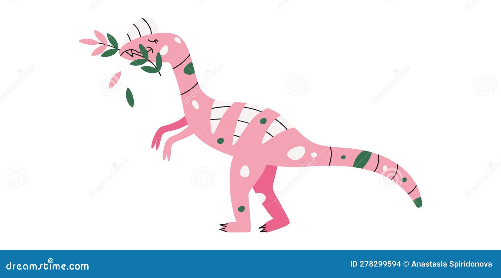 Flat Hand Drawn Vector Illustration of Plateosaurus Dinosaur Stock ...