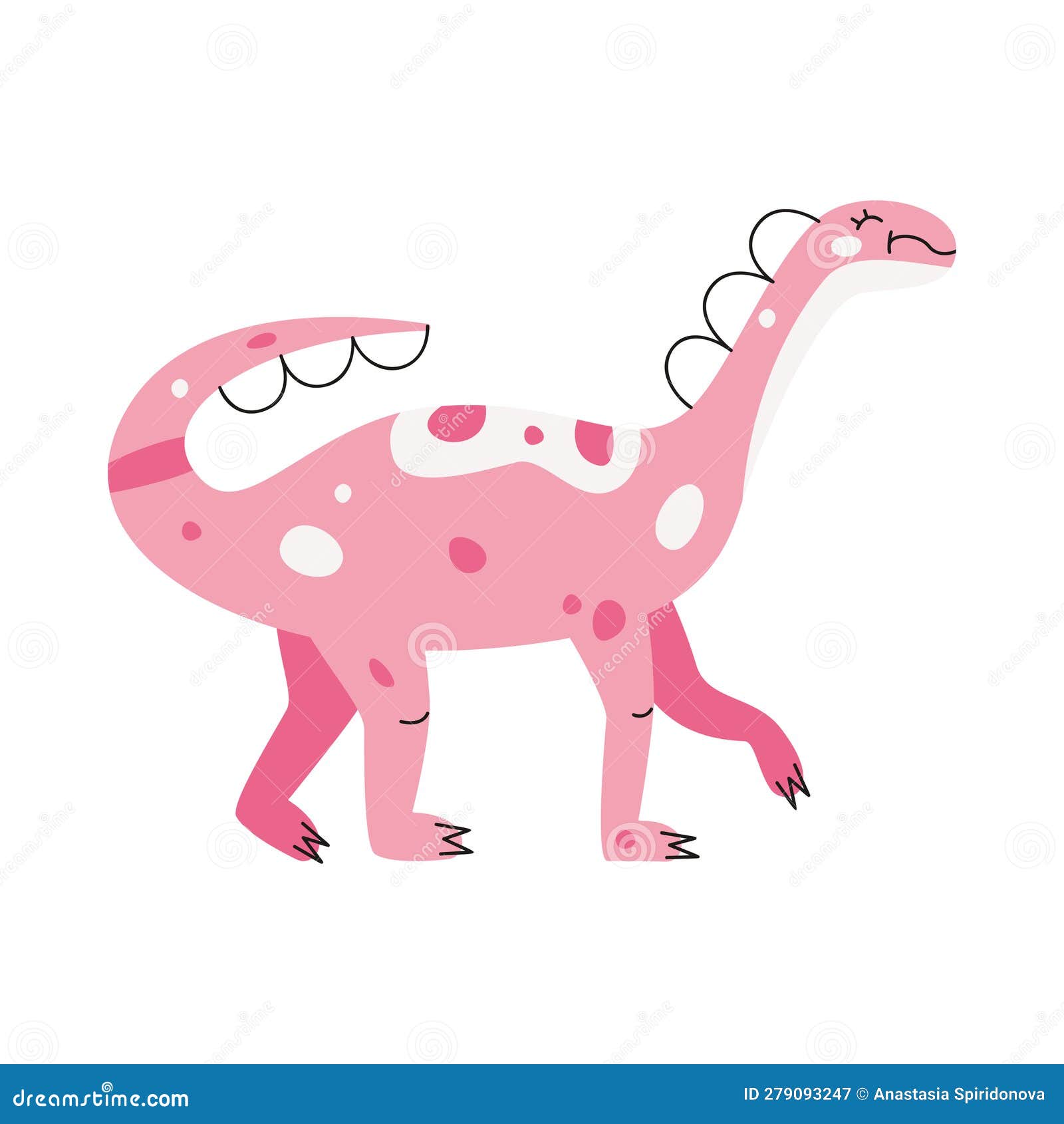 Flat Hand Drawn Vector Illustration of Shunosaurus Dinosaur Stock ...