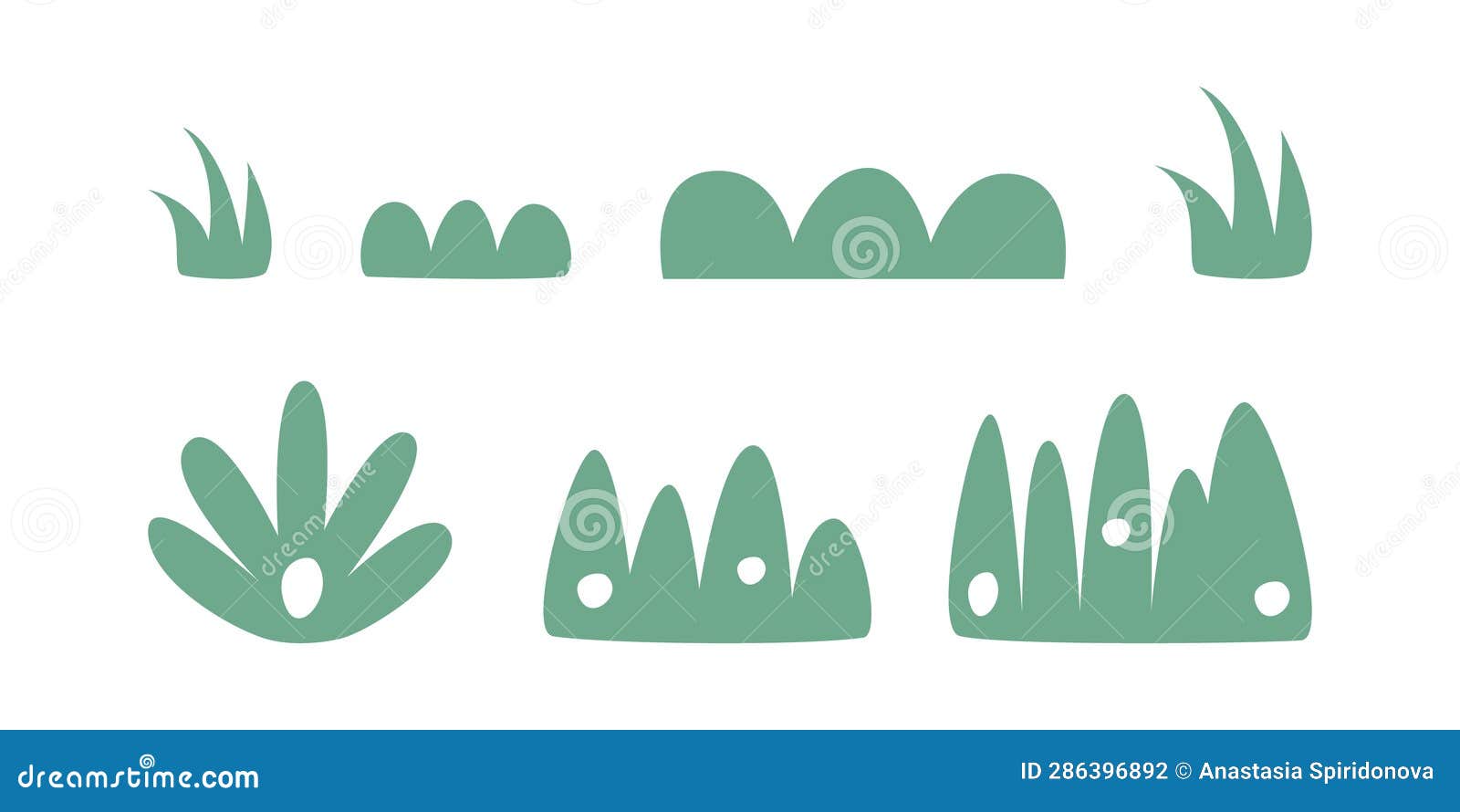 Flat Hand Drawn Vector Illustrations of Grass Stock Vector ...