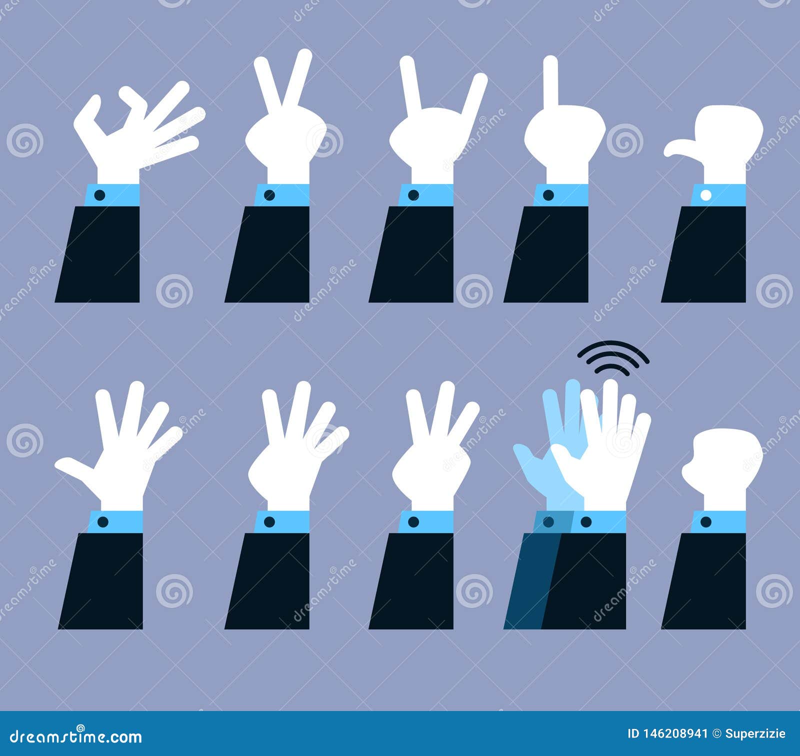 Flat Hand Gesture Set stock vector. Illustration of hand - 146208941