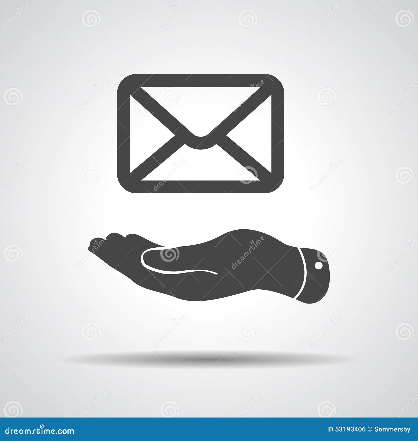 Flat hand giving mail icon stock vector. Illustration of hold - 53193406