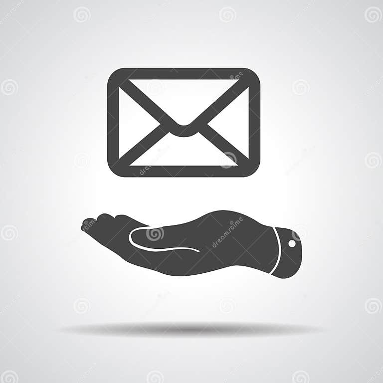 Flat hand giving mail icon stock vector. Illustration of hold - 53193406