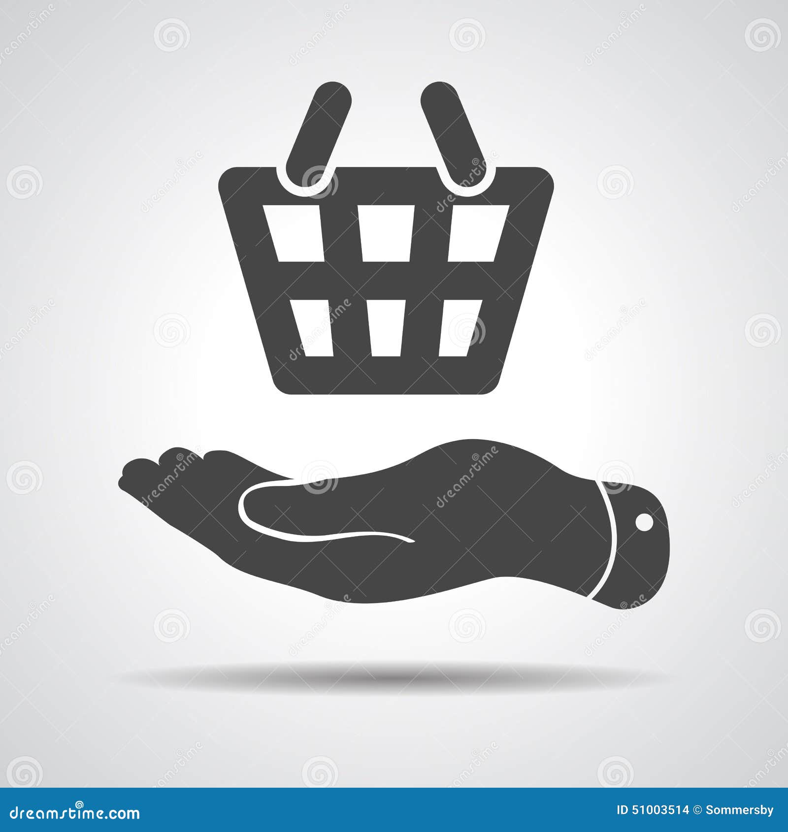 Flat Hand Giving the Shopping Basket Icon Stock Vector - Illustration ...