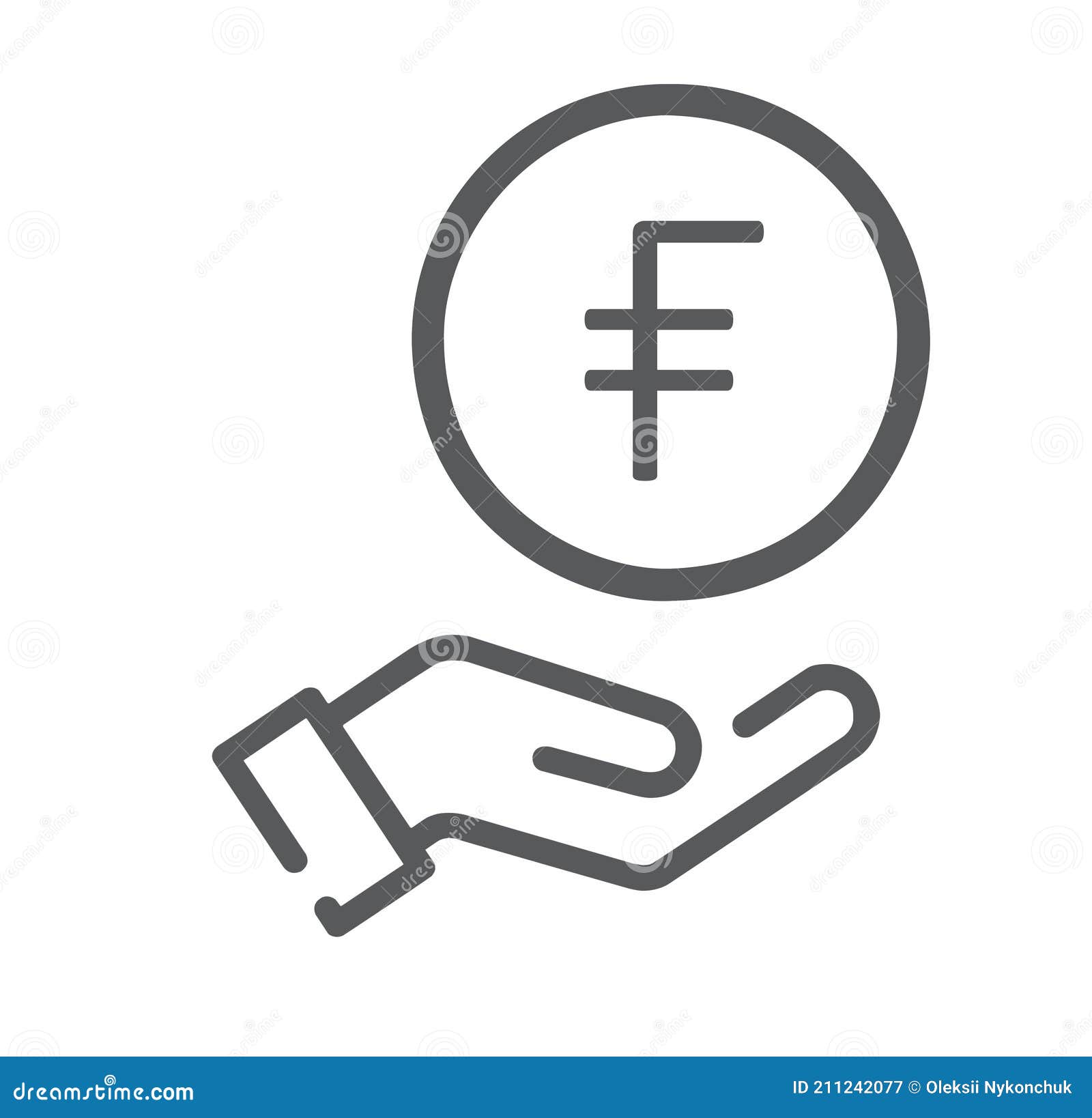 Flat Hand Holding Frank Icon Isolated on White Background Stock ...
