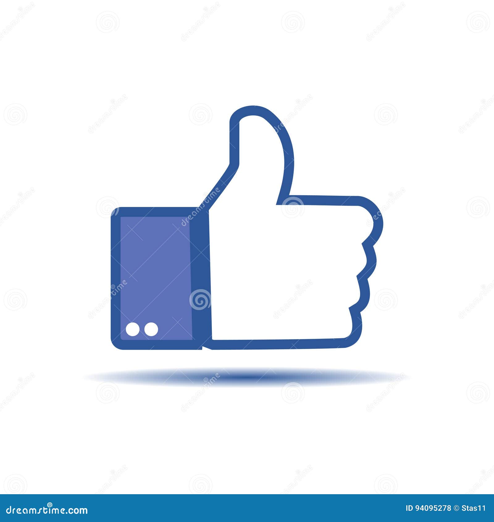 Flat Hand Like Icon with Shadow. Vector Illustration Editorial Stock ...