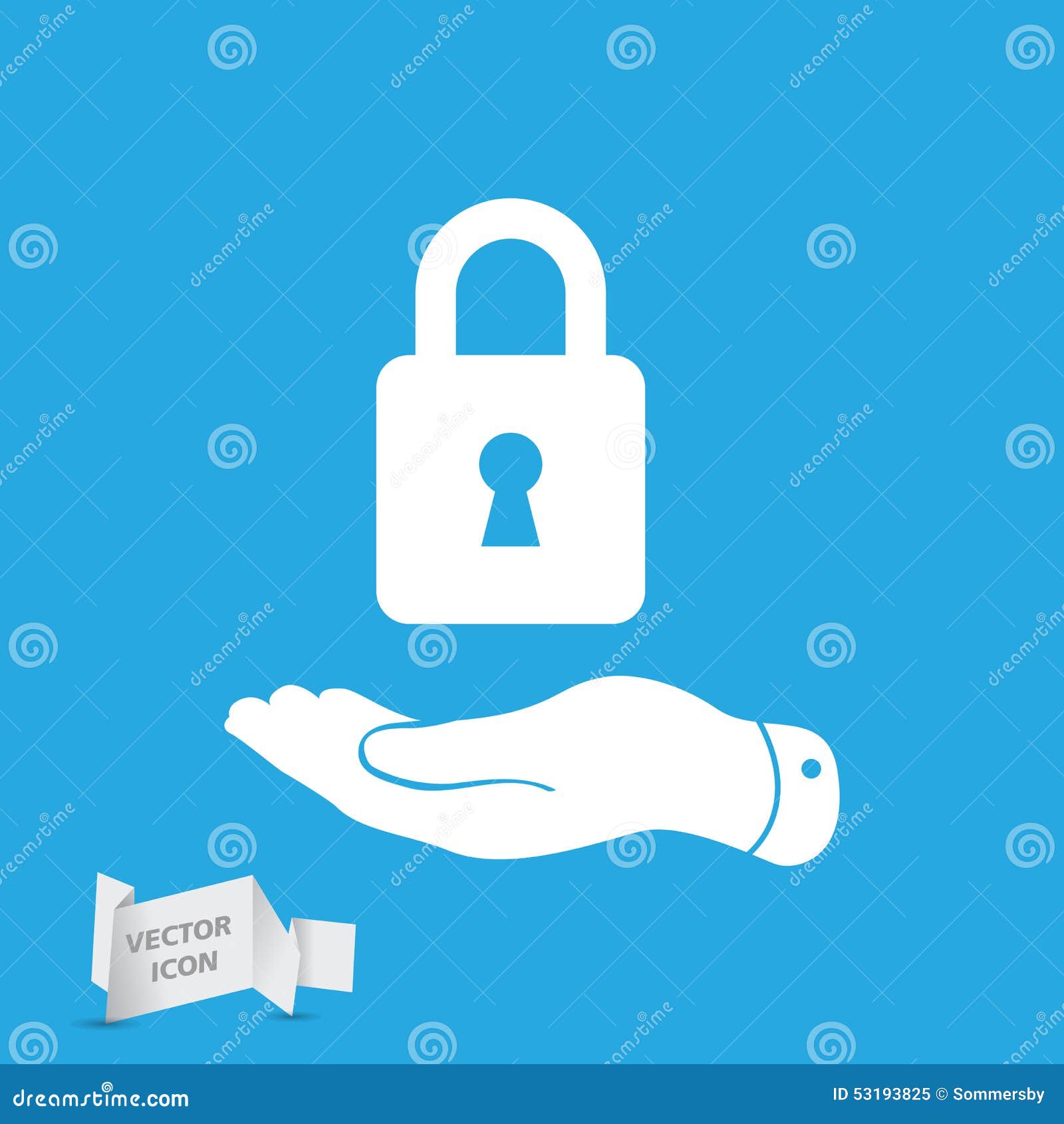 Flat Hand Presenting Lock Icon Stock Vector - Illustration of padlock ...