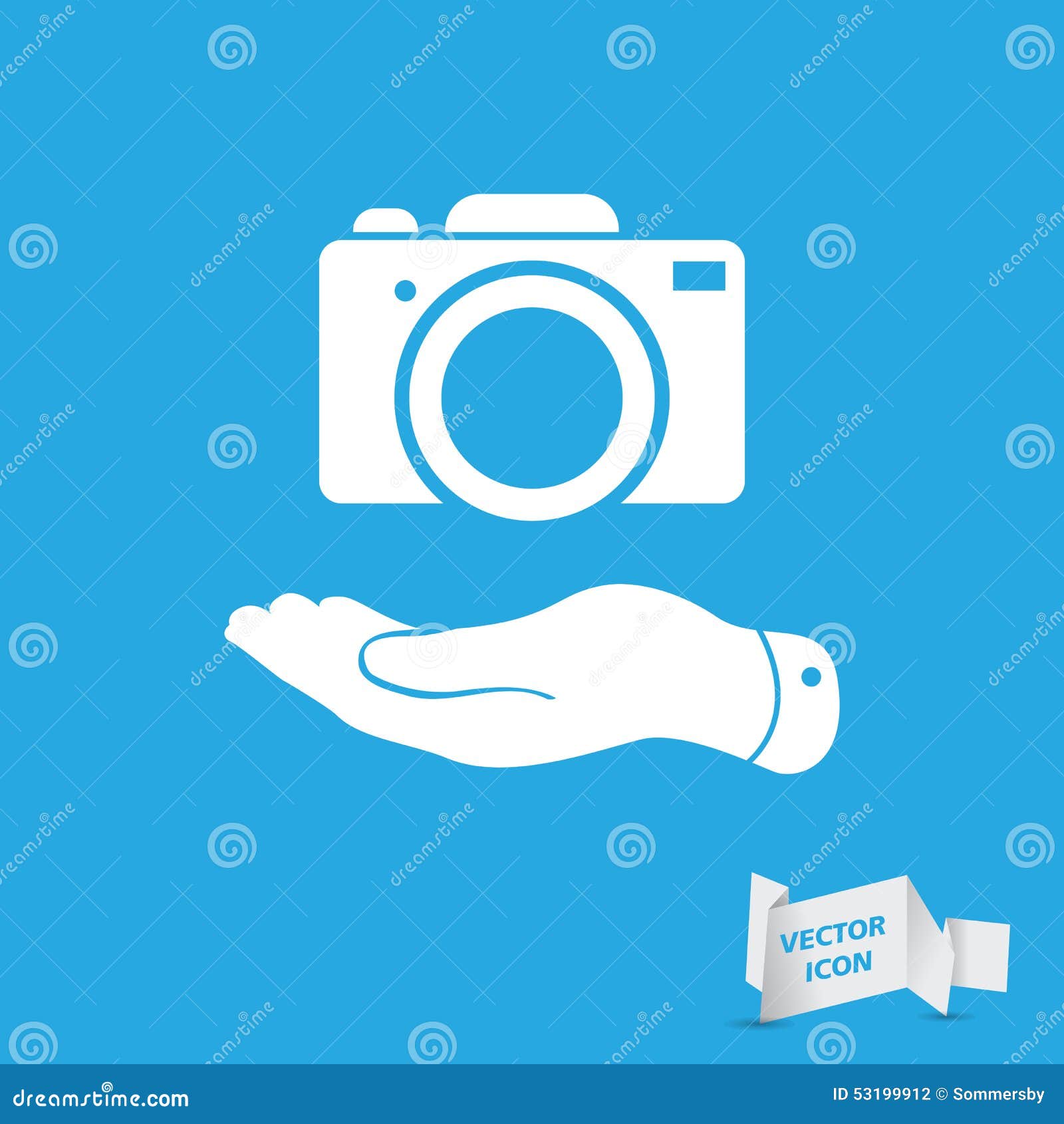 Flat Hand Shows the Photo Camera Icon Stock Vector - Illustration of ...