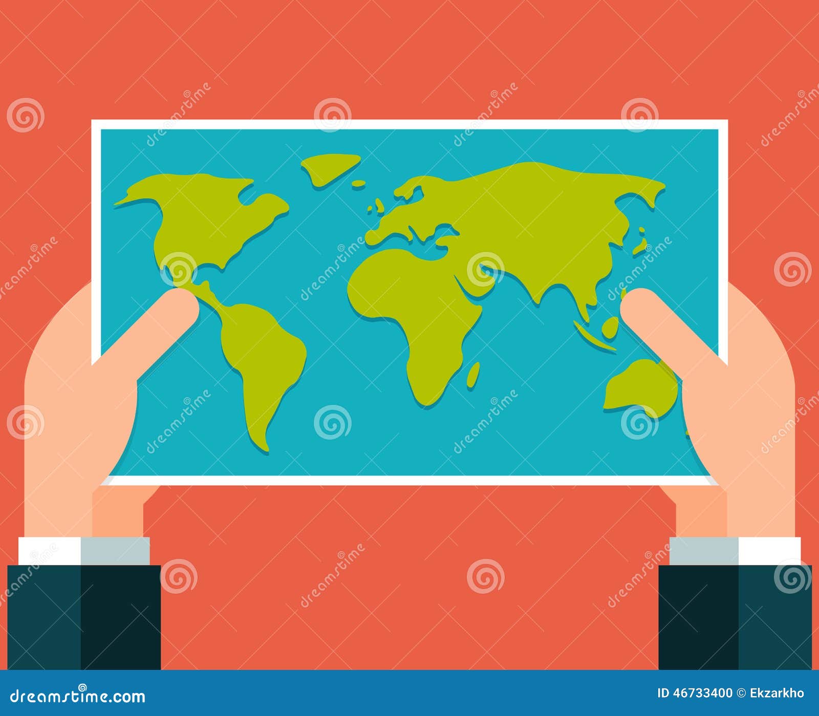 Flat hands holding a map stock vector. Illustration of business - 46733400