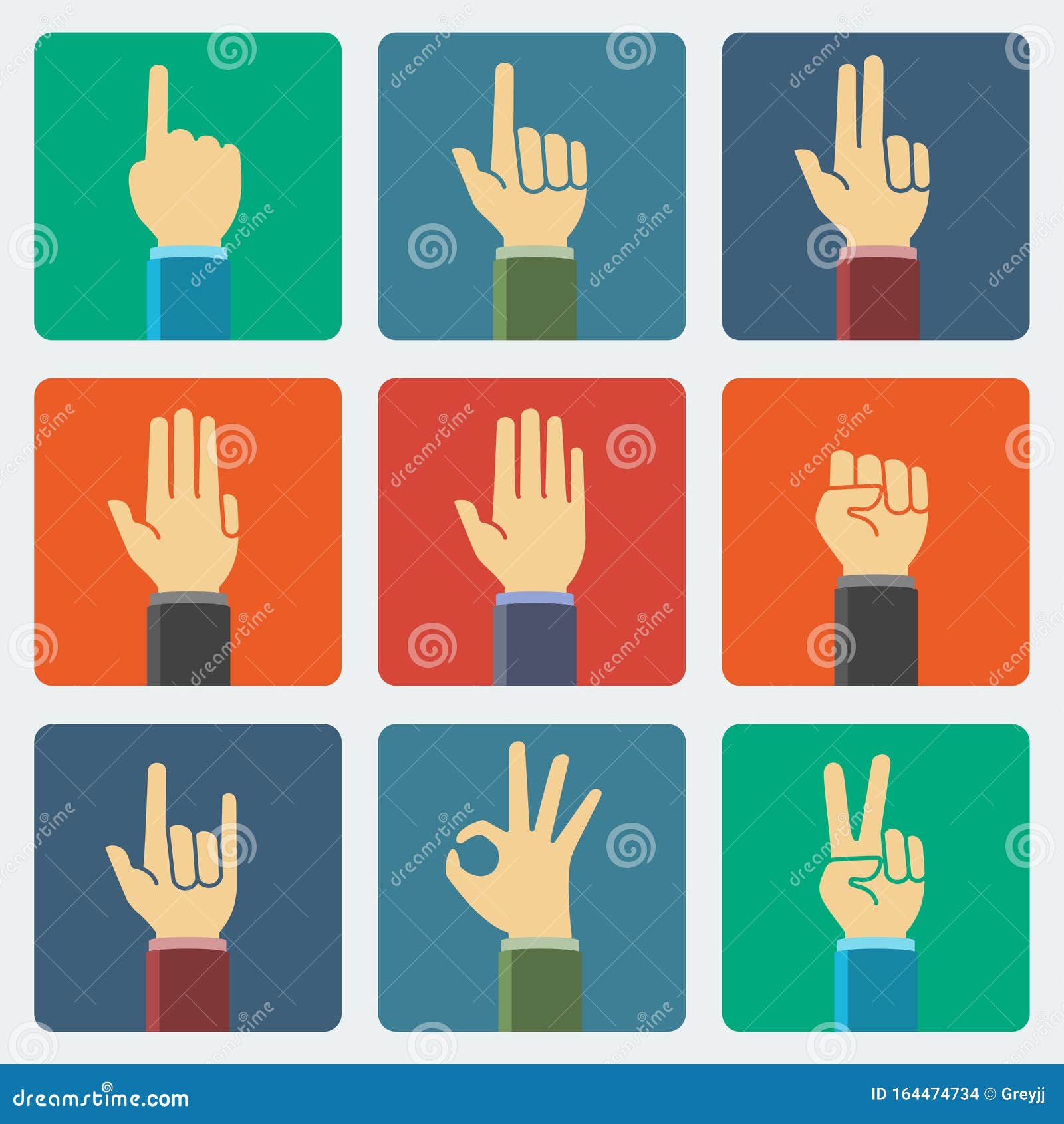 Flat hands icon set stock vector. Illustration of handshake - 164474734