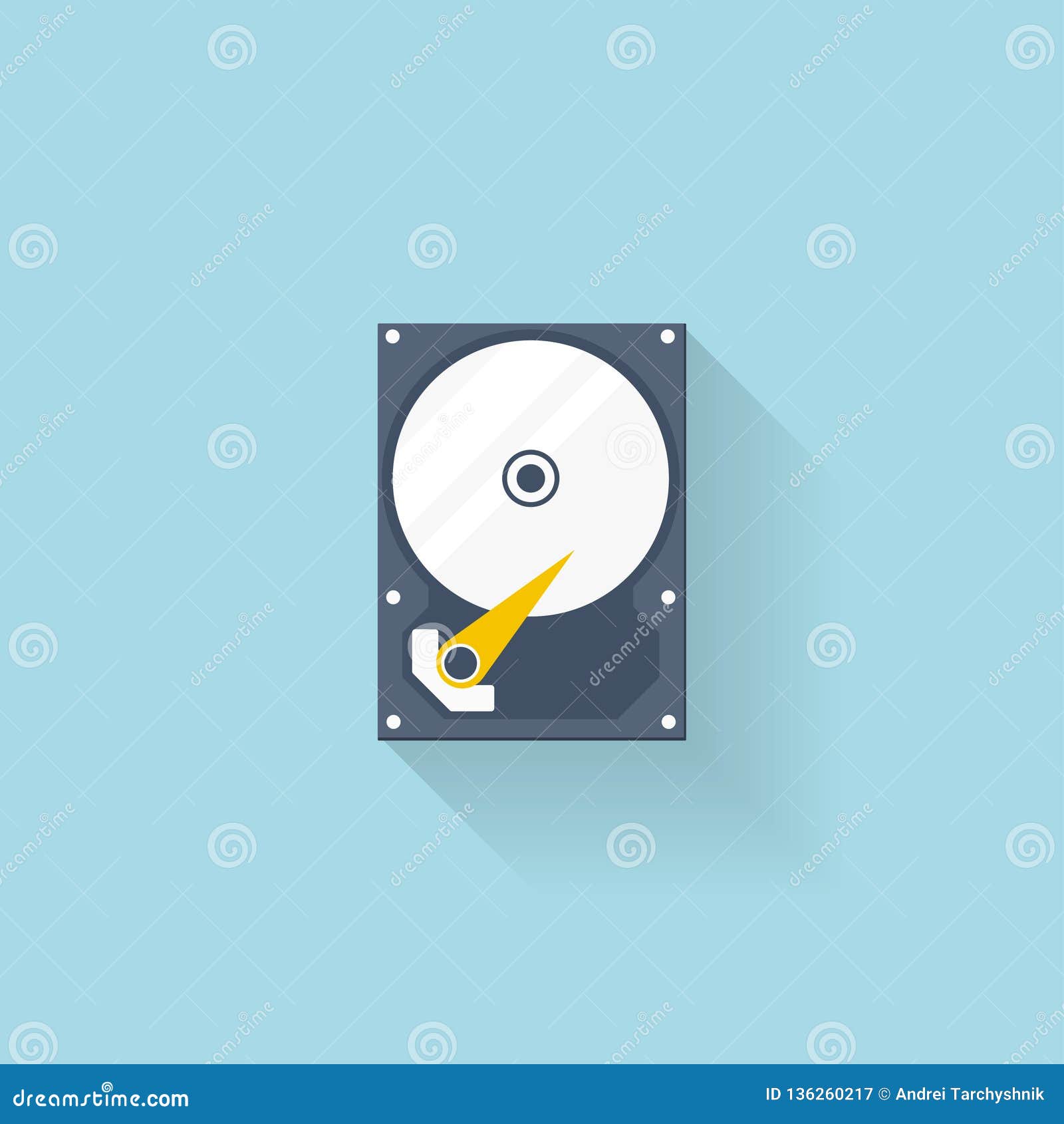 Flat Hard Drive Disk Icon for Web. Stock Vector - Illustration of disk ...