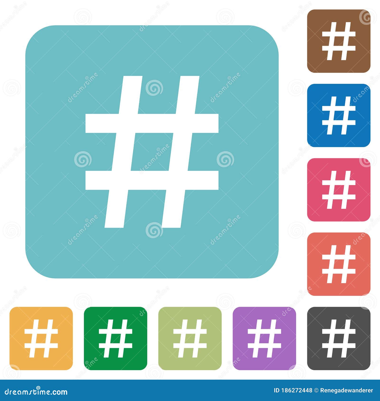 Flat hashtag icons stock vector. Illustration of network - 186272448