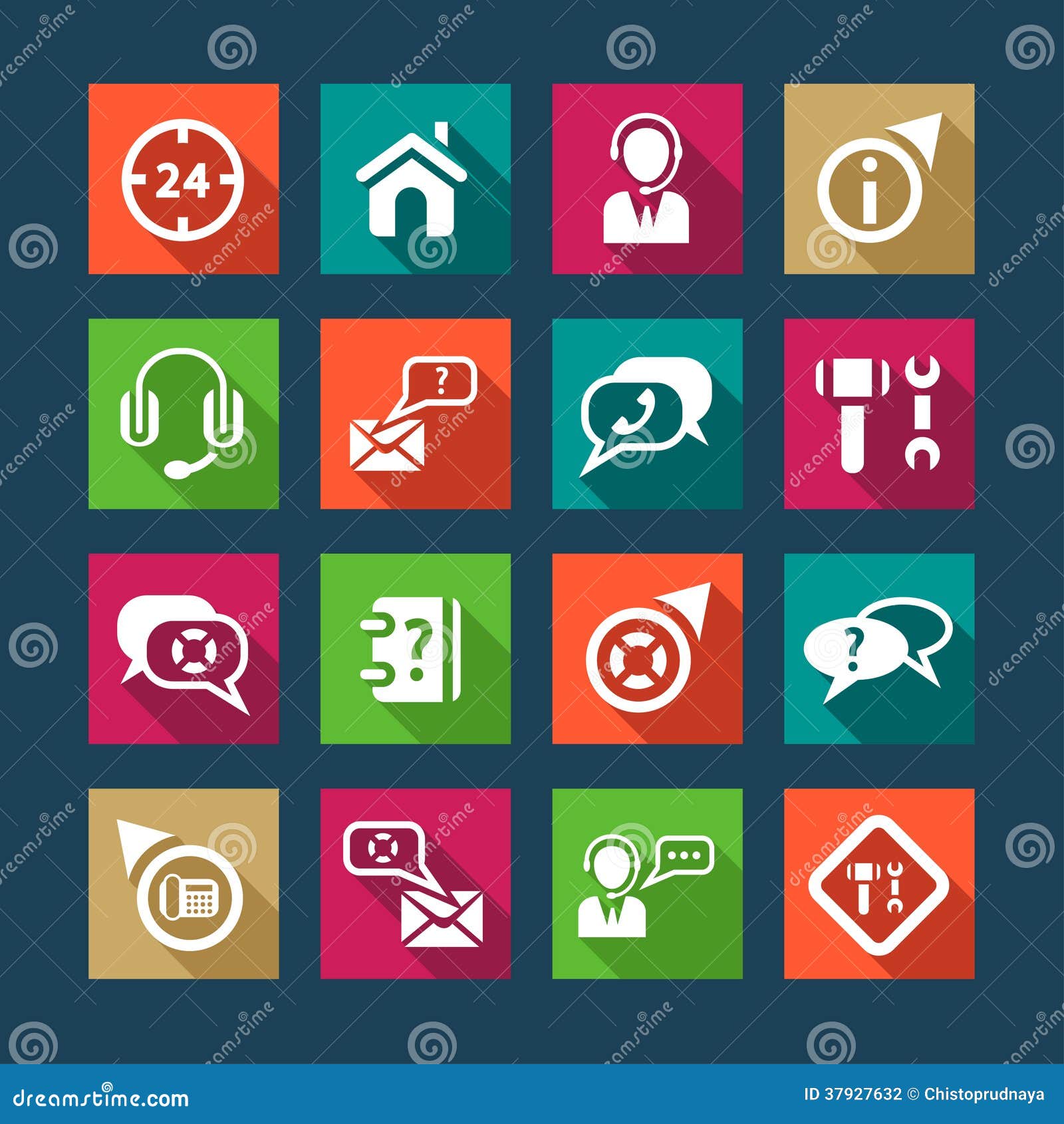 Flat Help and Support Icons Stock Illustration - Illustration of ...