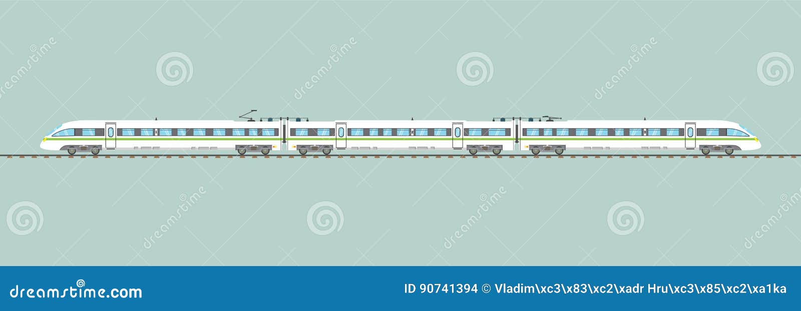Flat High-speed Train Isolated Vector Express Railway Illustration ...
