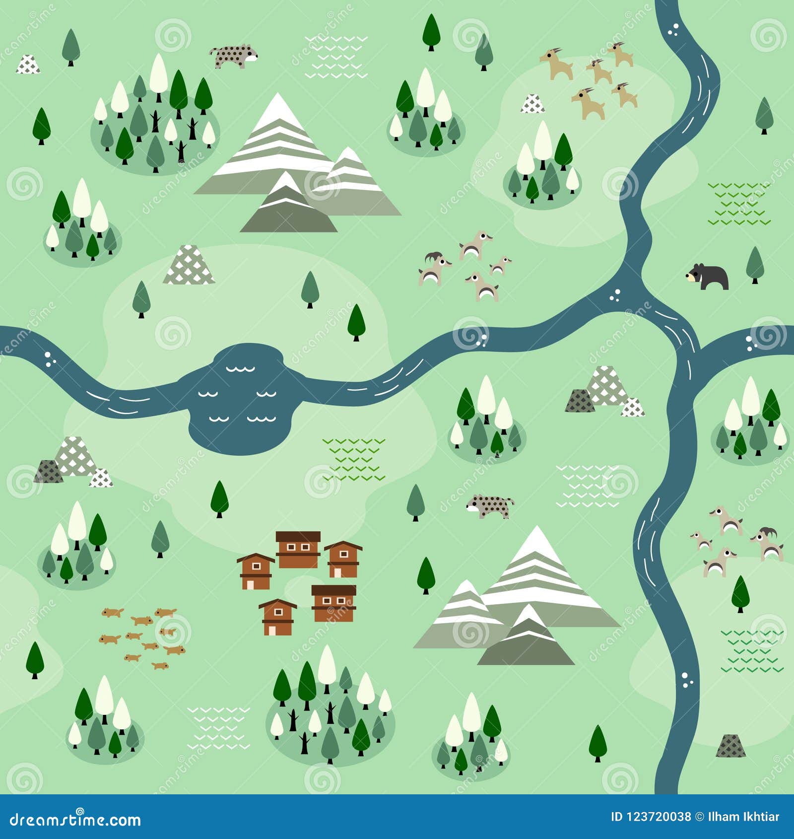 Flat Himalayan Map Pattern stock vector. Illustration of vector - 123720038