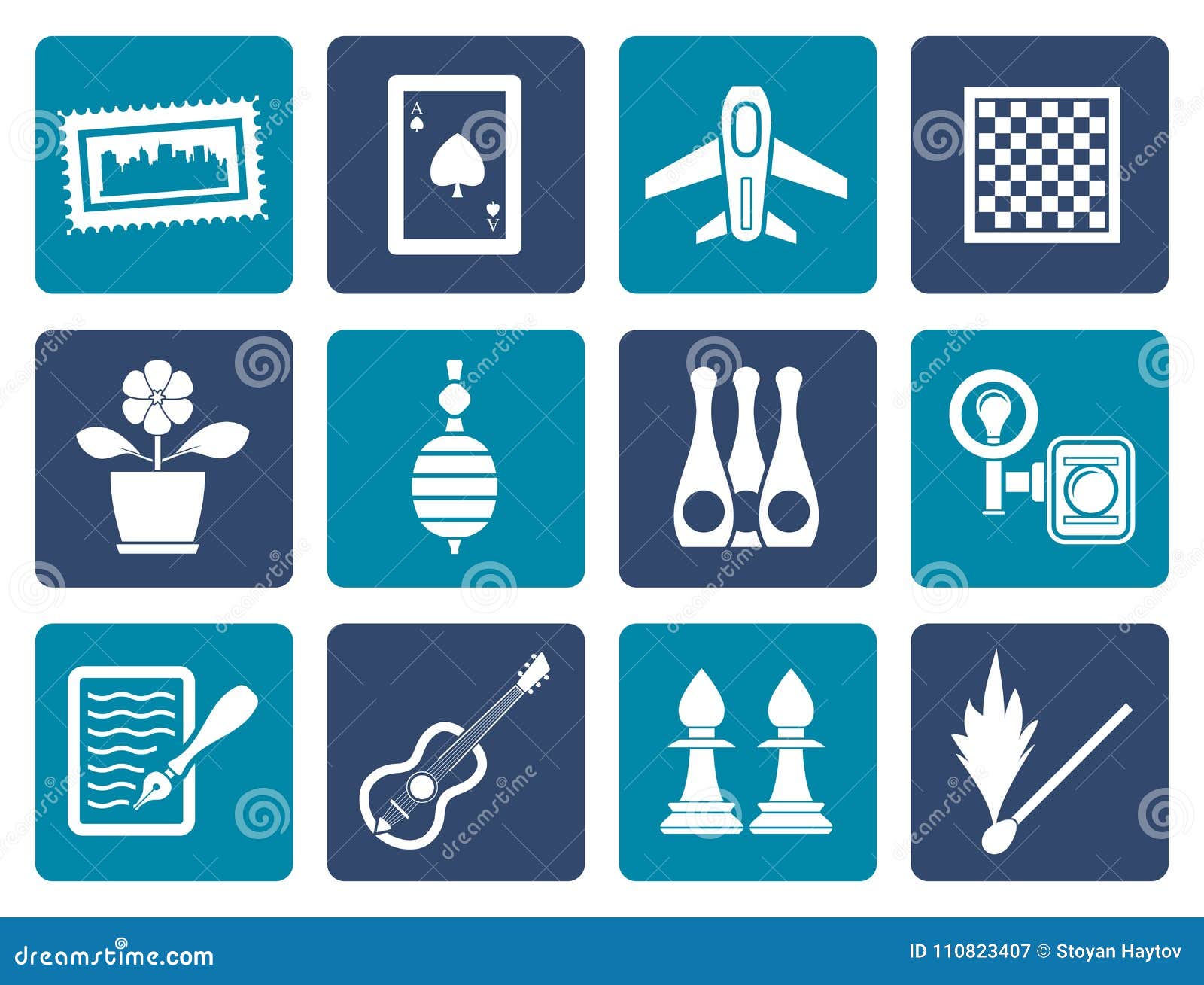 Flat Hobby, Leisure and Holiday Objects Stock Vector - Illustration of ...