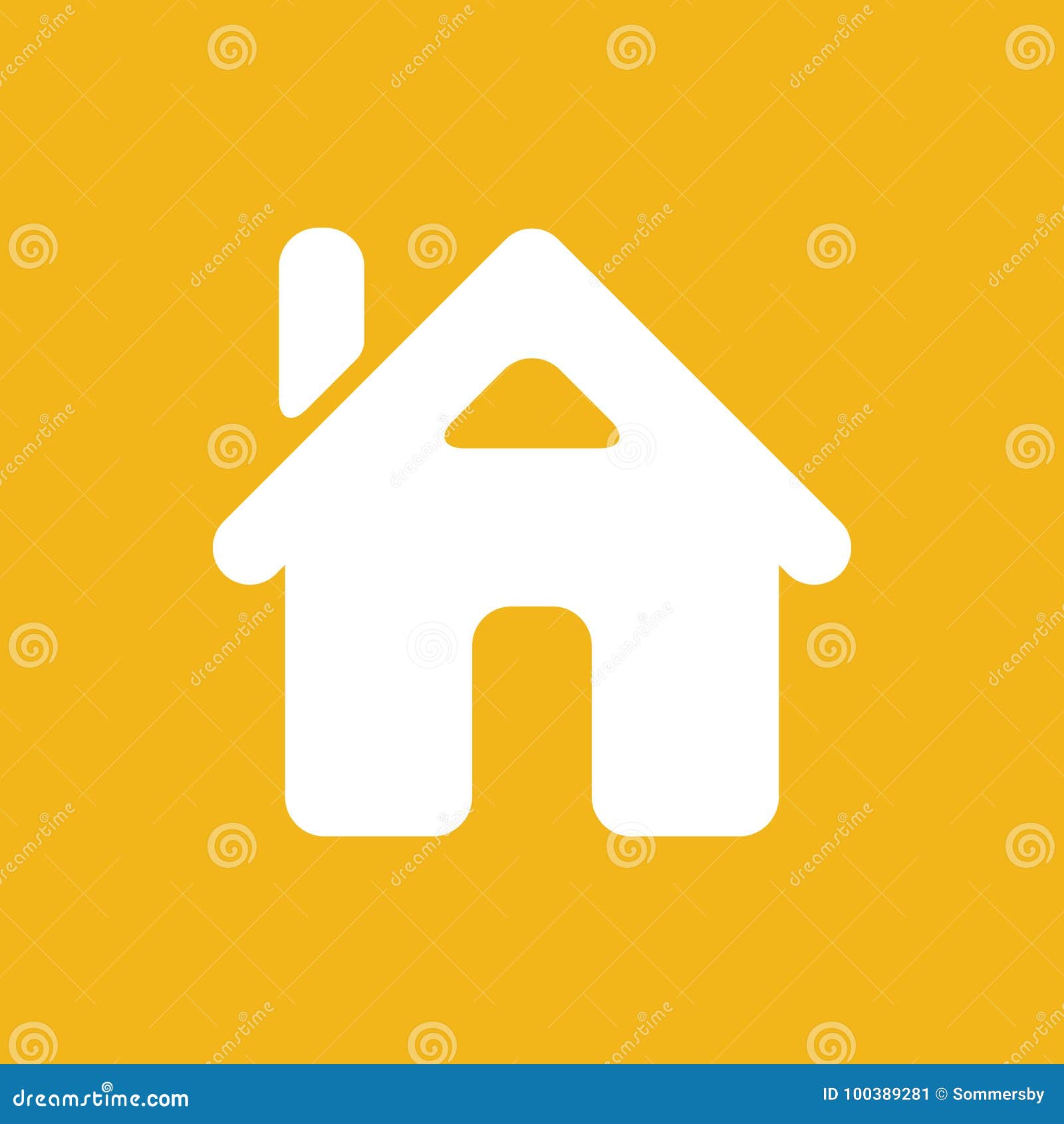 Flat Home Icon on an Yellow Background Stock Vector - Illustration of ...