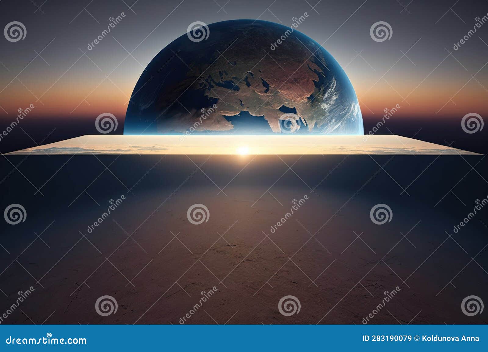 A Flat Horizon of Planet , Created with Generative AI Technology Stock ...