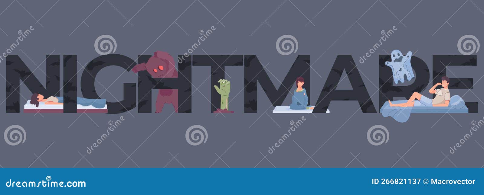 Nightmares Text Banner stock vector. Illustration of cover - 266821137