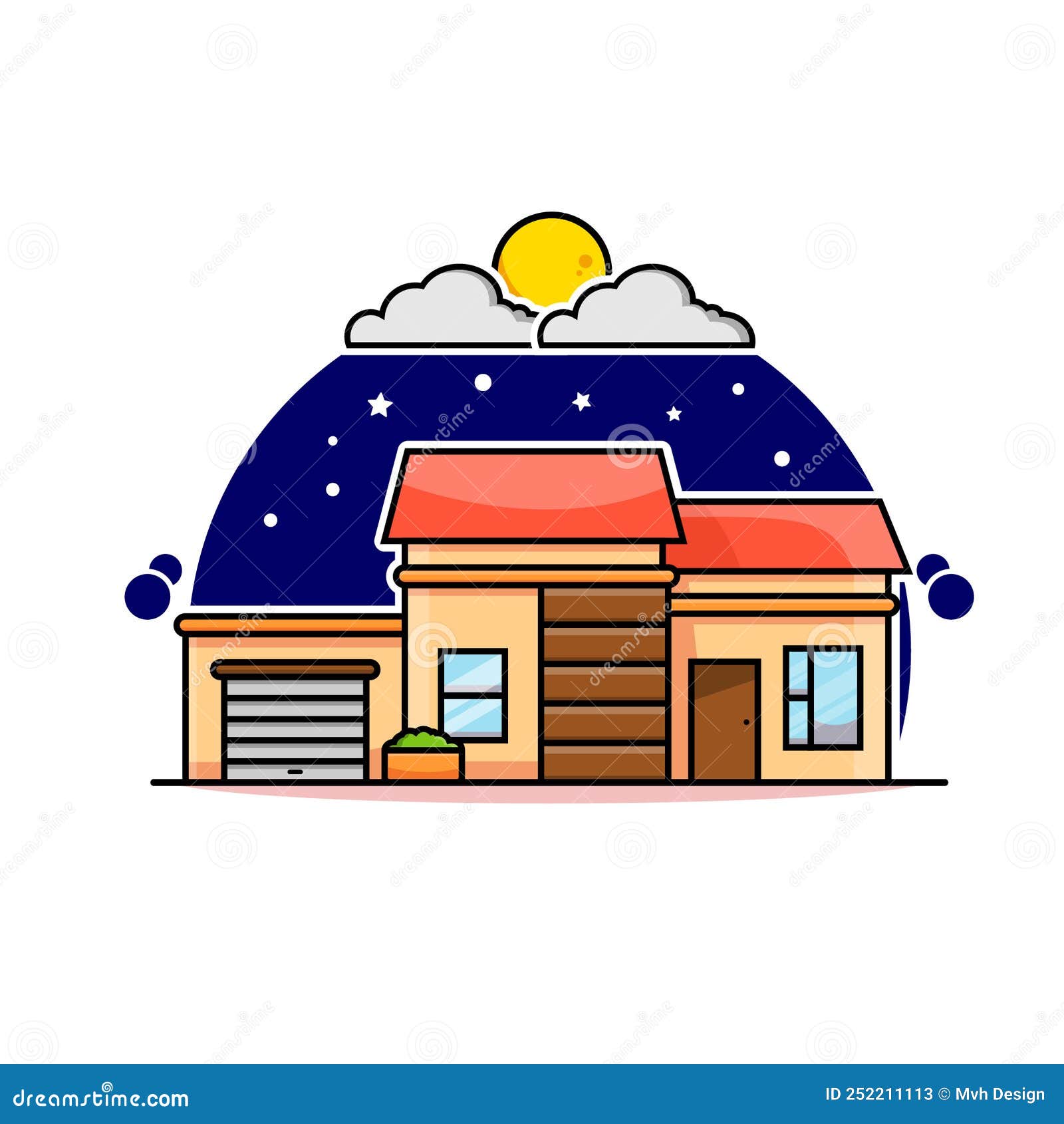 Flat House Cartoon Vector Illustration Stock Vector - Illustration of ...