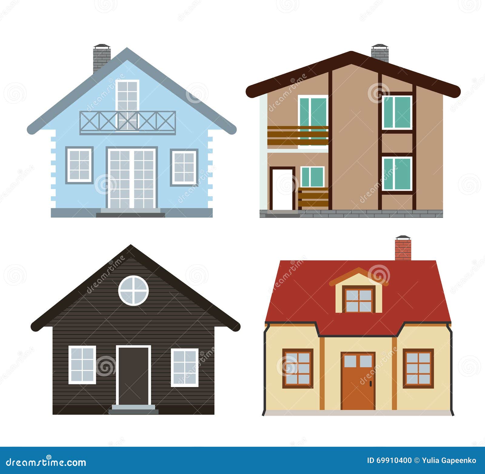Flat House Icon Set Vector Illustration Stock Vector - Illustration of ...