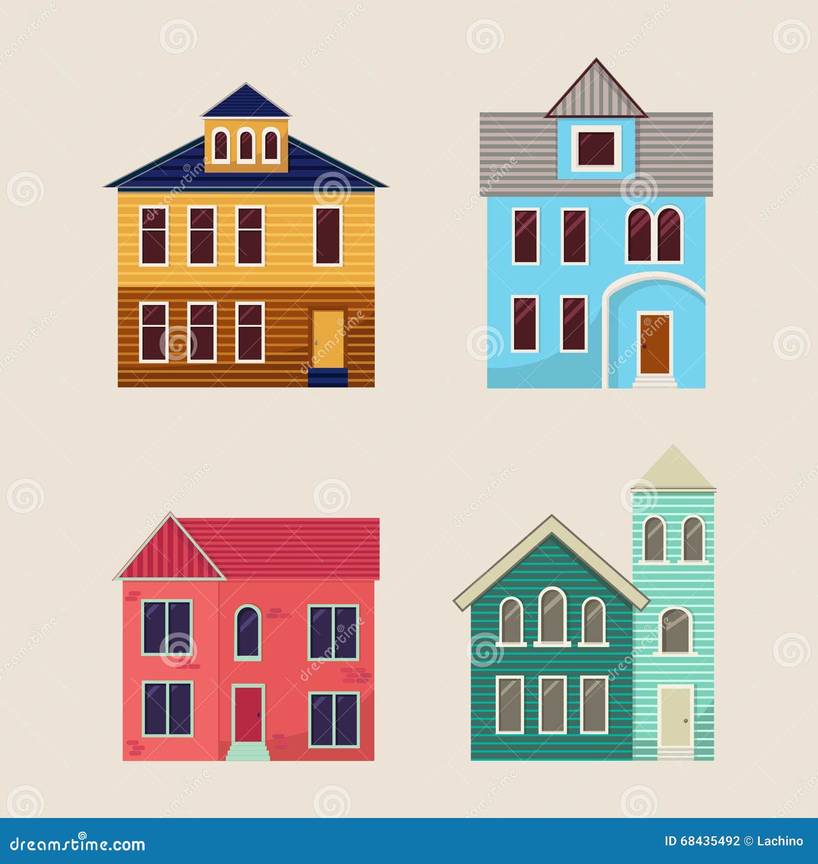 Flat house icons stock vector. Illustration of icons - 68435492