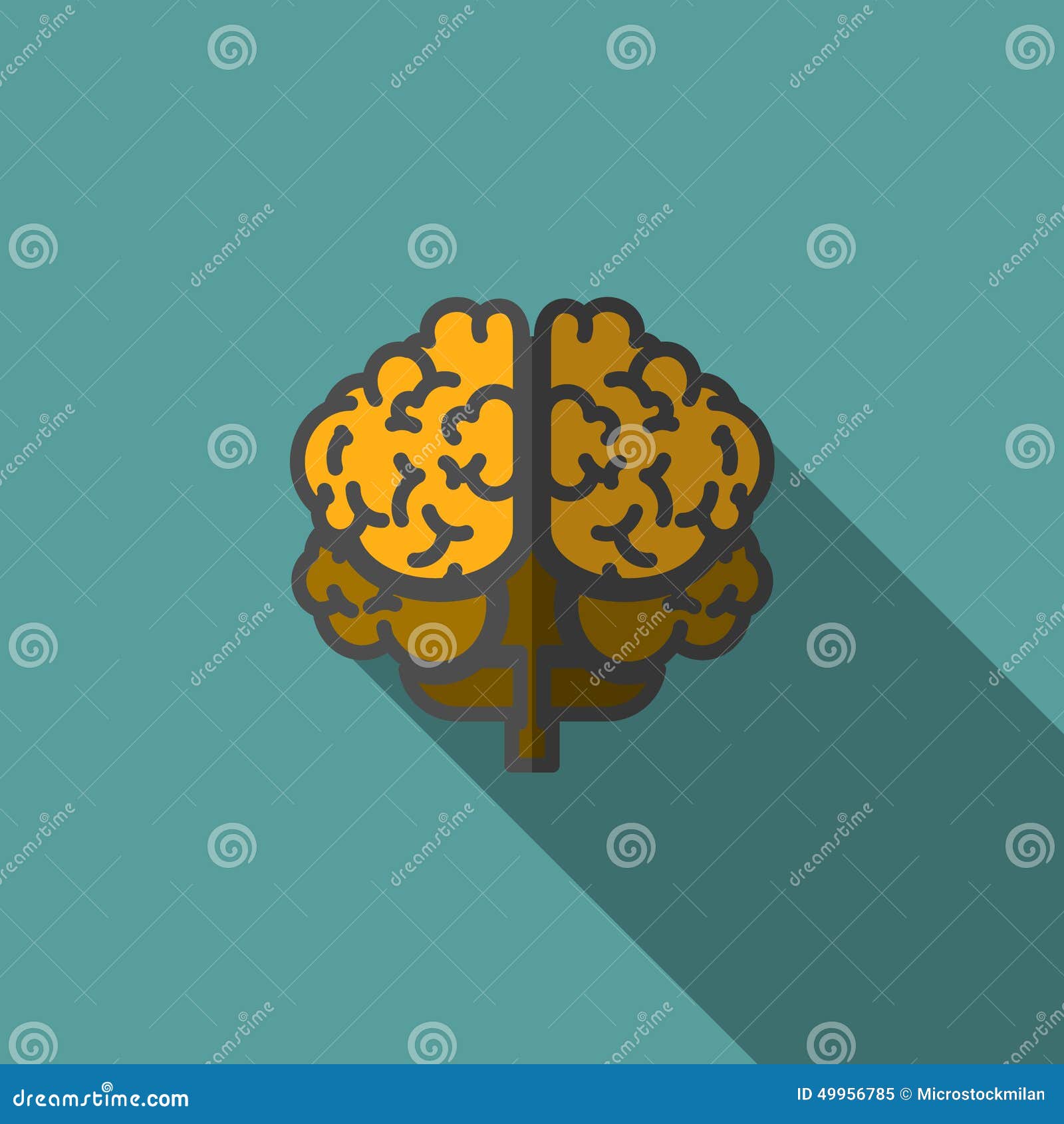 Flat Human Brain with Long Shadow Stock Vector - Illustration of human ...