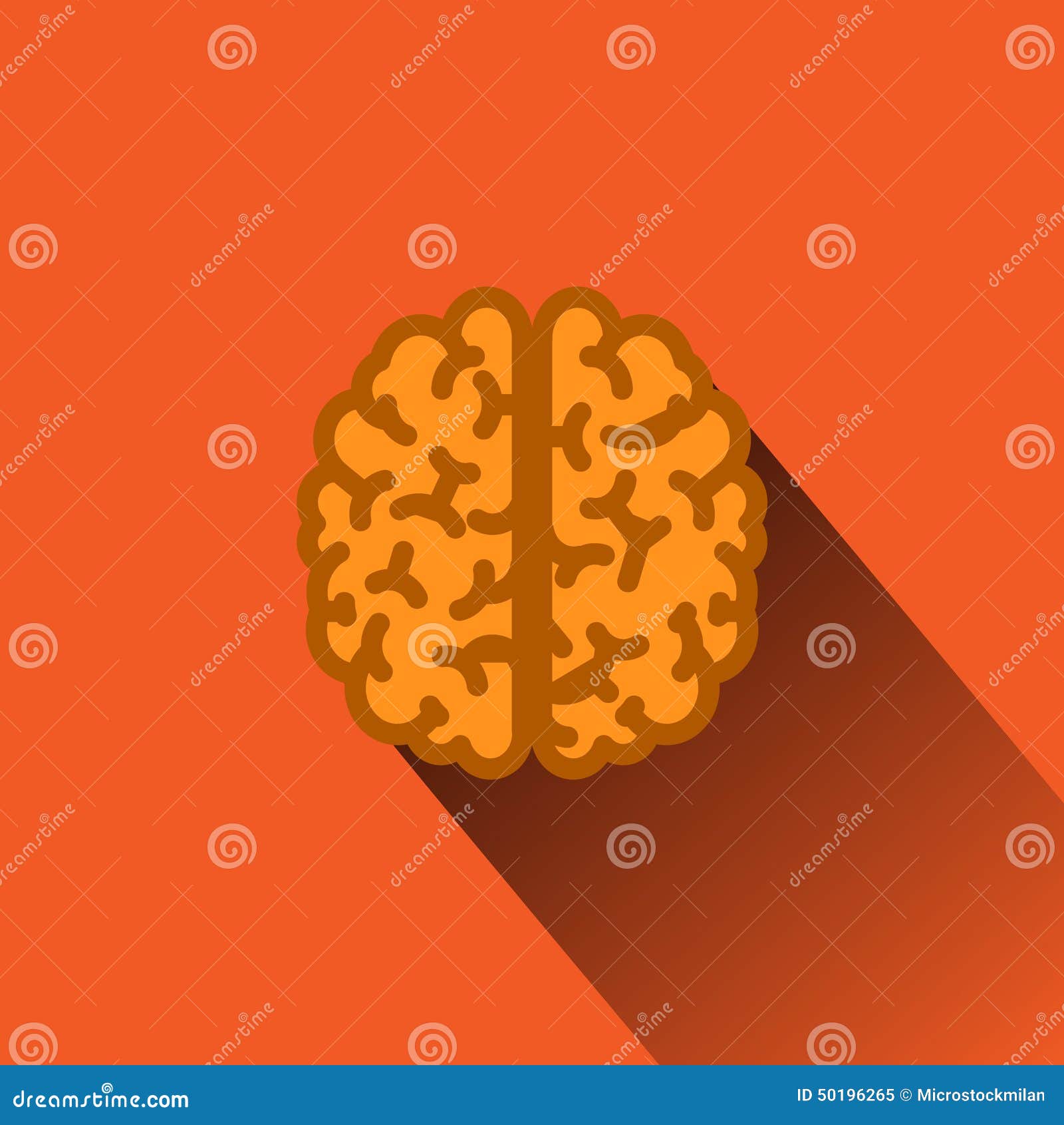 Flat Human Brain with Long Shadow Stock Vector - Illustration of side ...