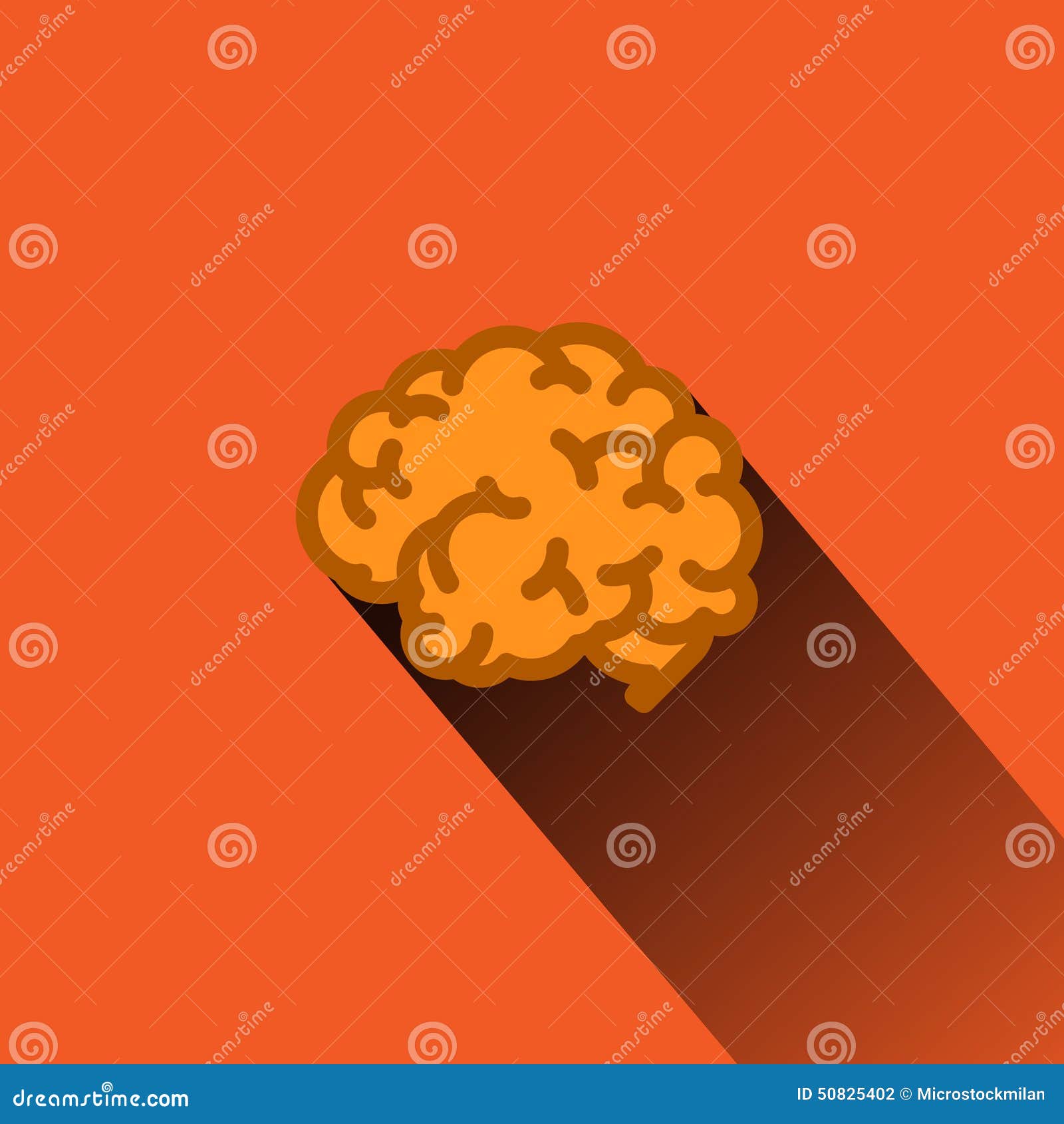 Flat Human Brain with Long Shadow Stock Vector - Illustration of ...