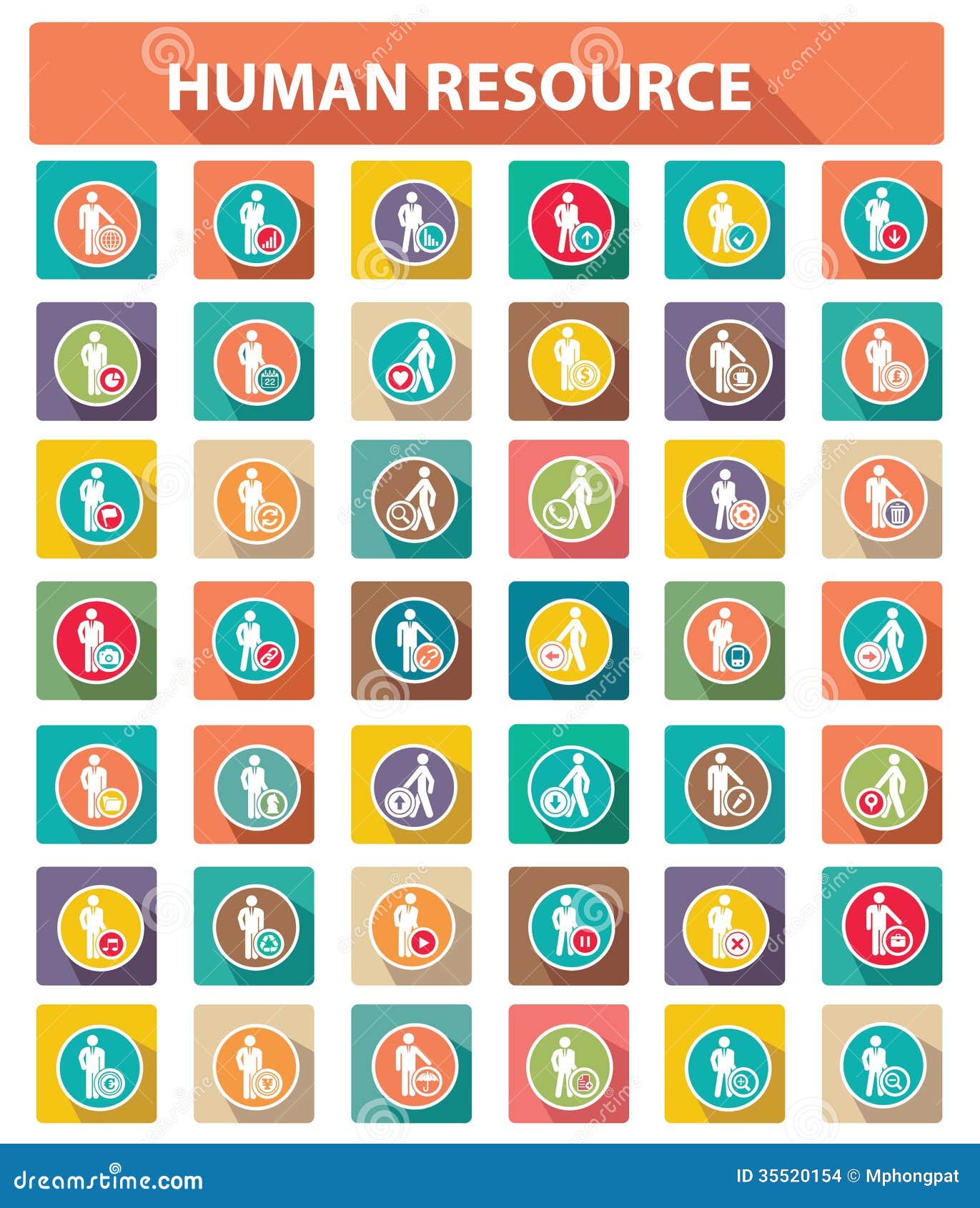 Flat human resource icons stock vector. Illustration of handshake ...