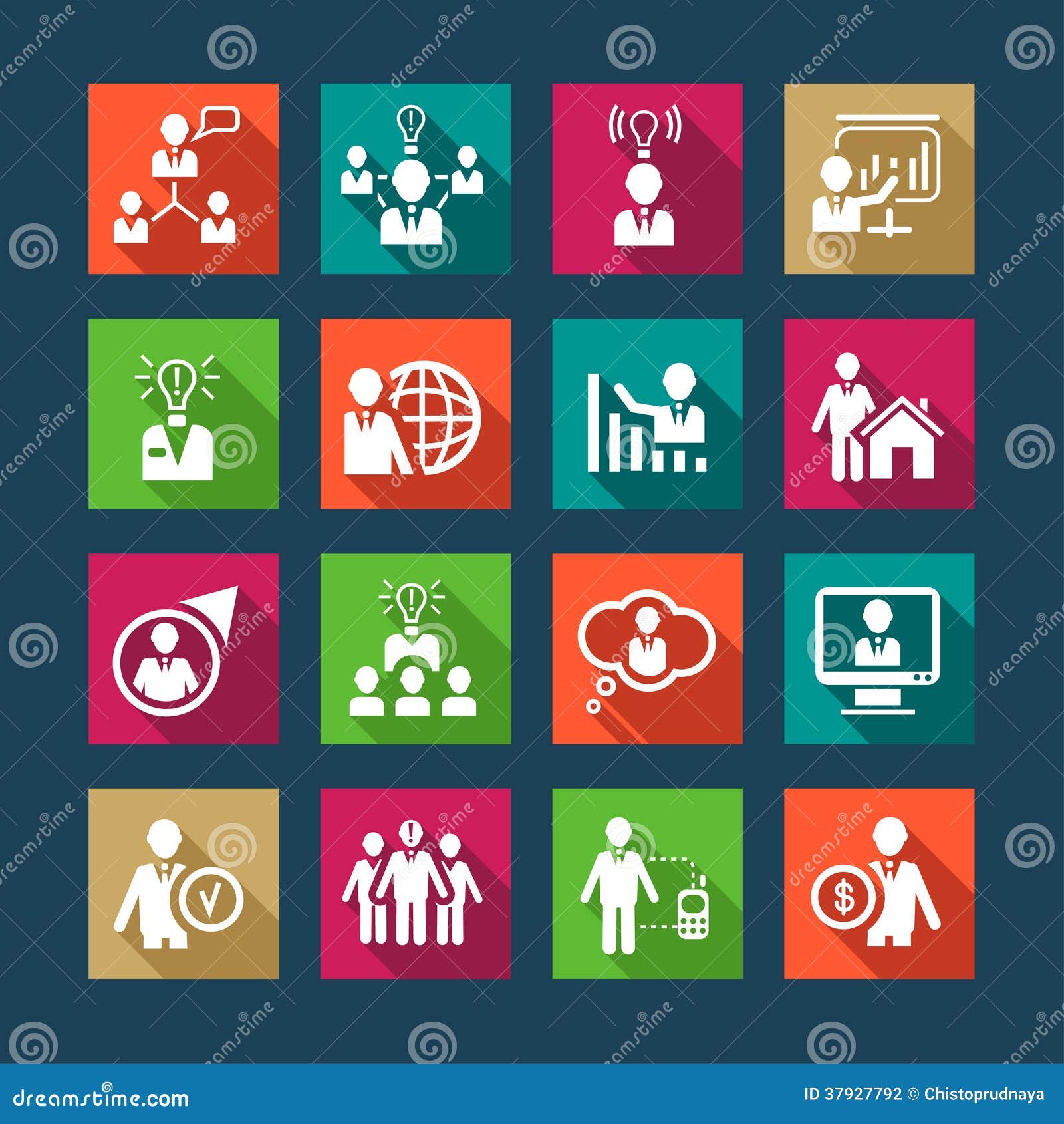 Flat human resources icons stock vector. Illustration of hierarchy ...