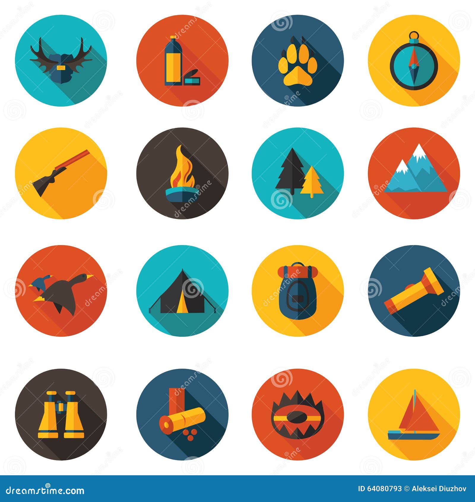 Flat Hunting Icons in Format Stock Illustration - Illustration of ...