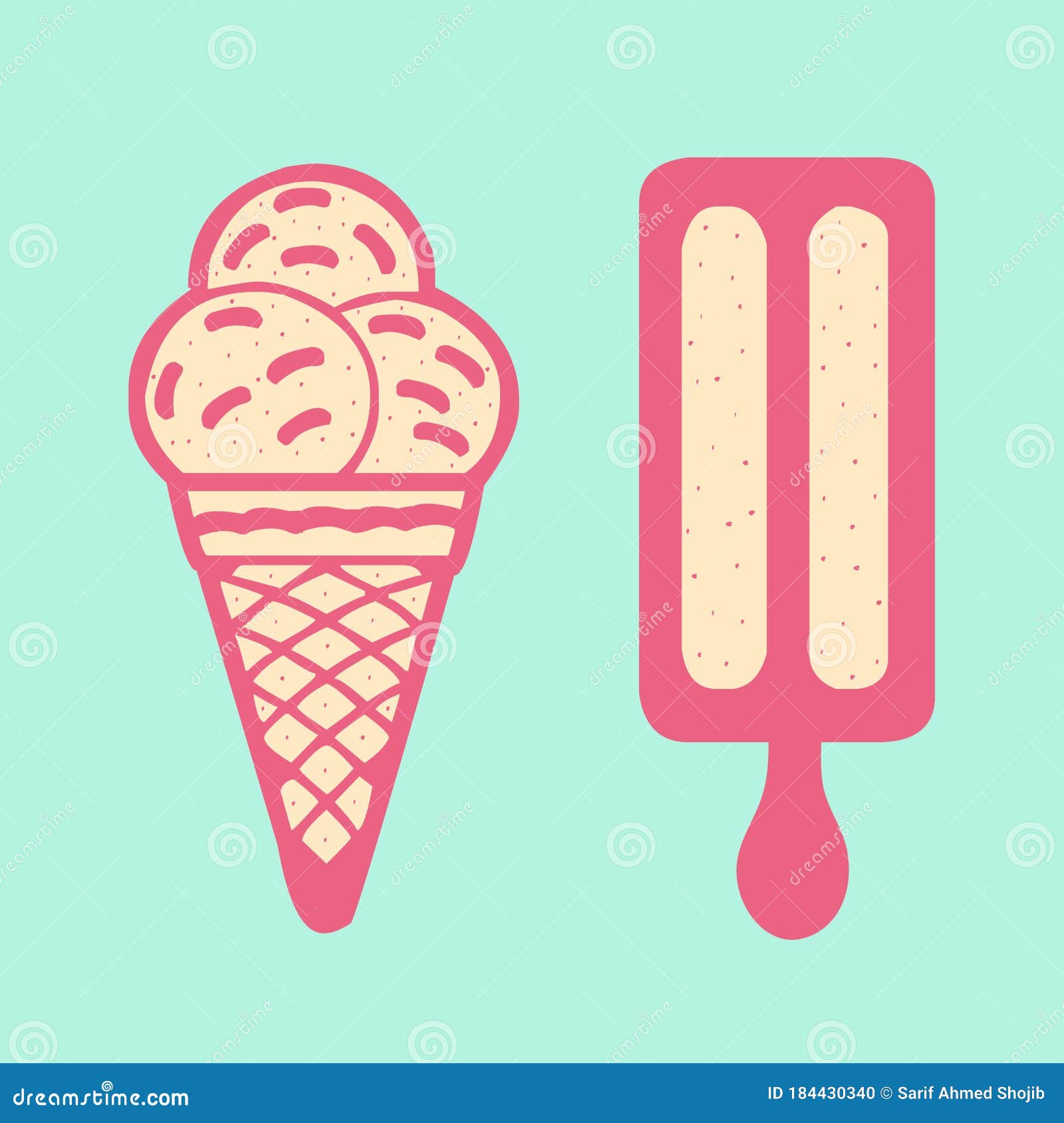 Flat Ice Cream Theme Vectors Stock Vector - Illustration of cream, flat ...