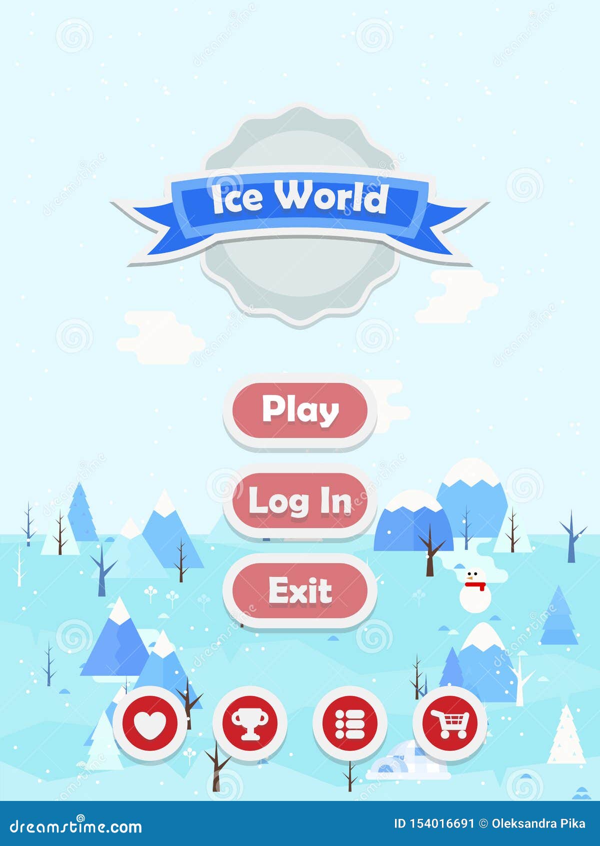 Flat ice winter GUI scene stock vector. Illustration of application ...