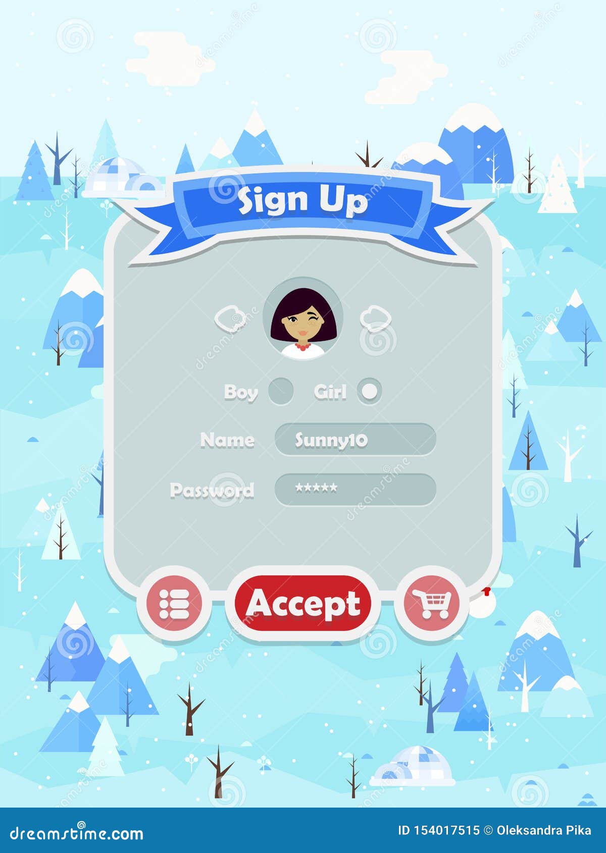 Flat ice winter GUI scene stock vector. Illustration of cold - 154017515