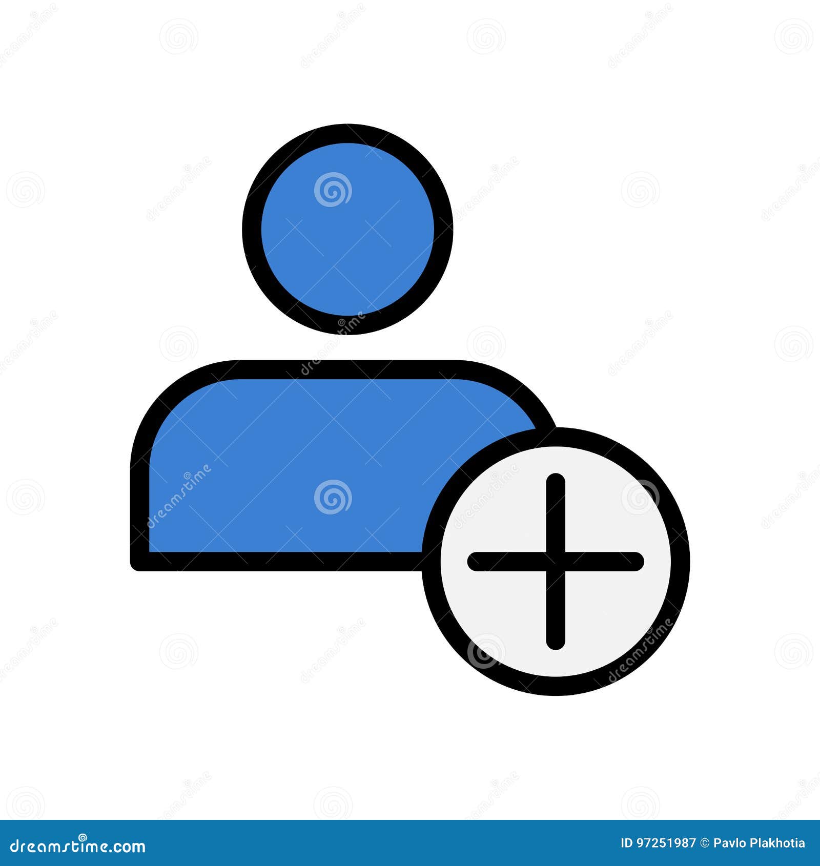 Flat Icon of Add Friend, Adding User Symbol Stock Vector - Illustration ...