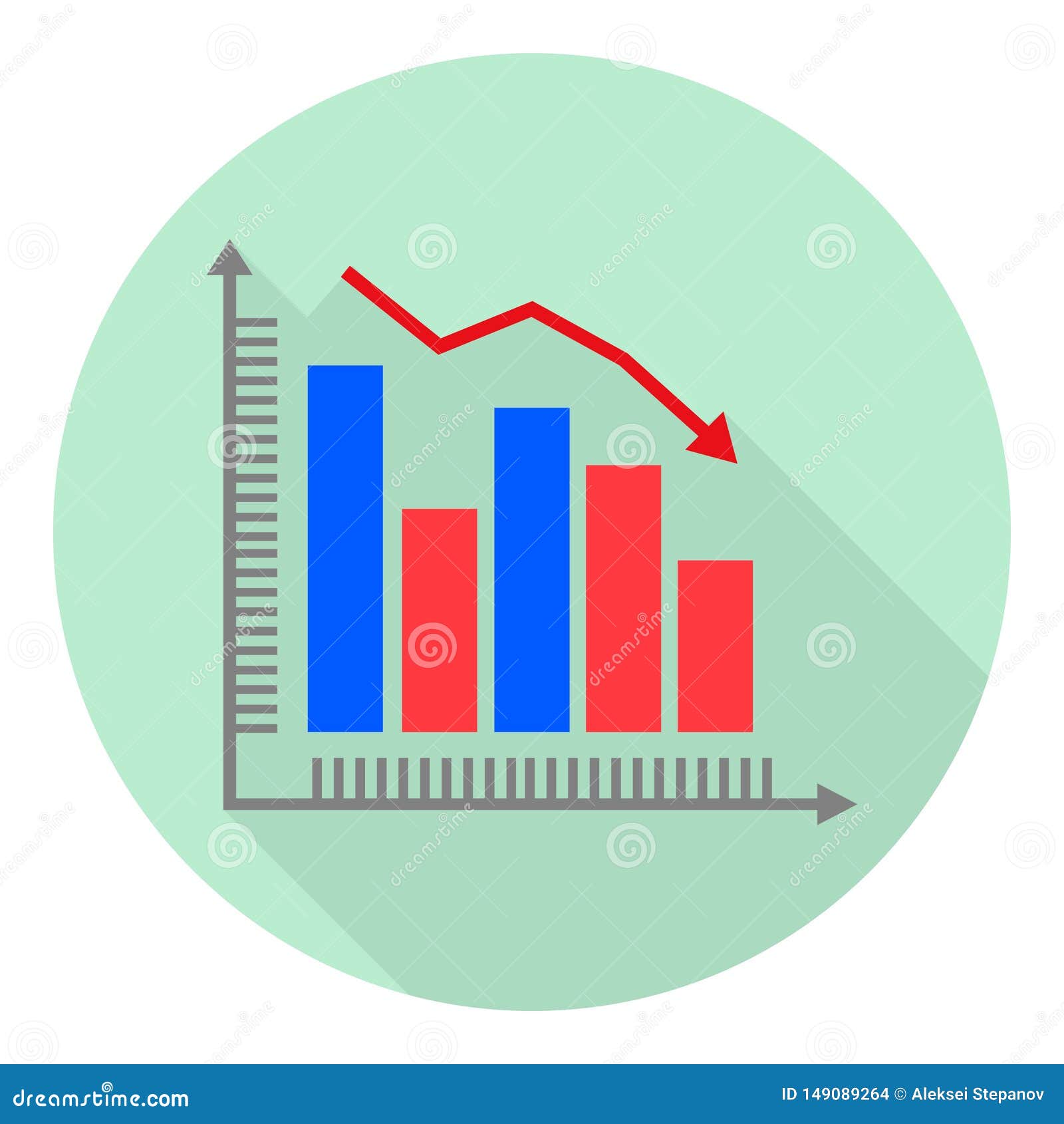 Flat Icon Analytic Graph with a Falling Trend Stock Illustration ...