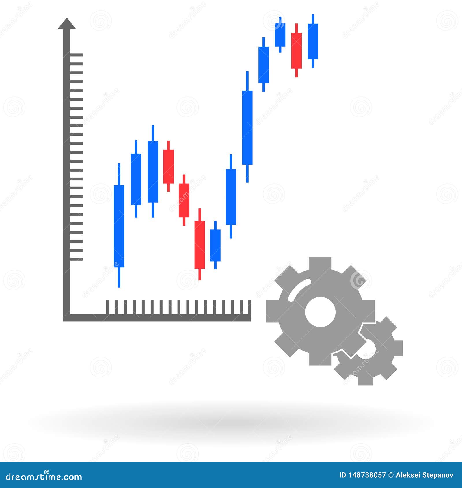 Flat Icon of Analytical Working Report with Gears Symbol Stock ...