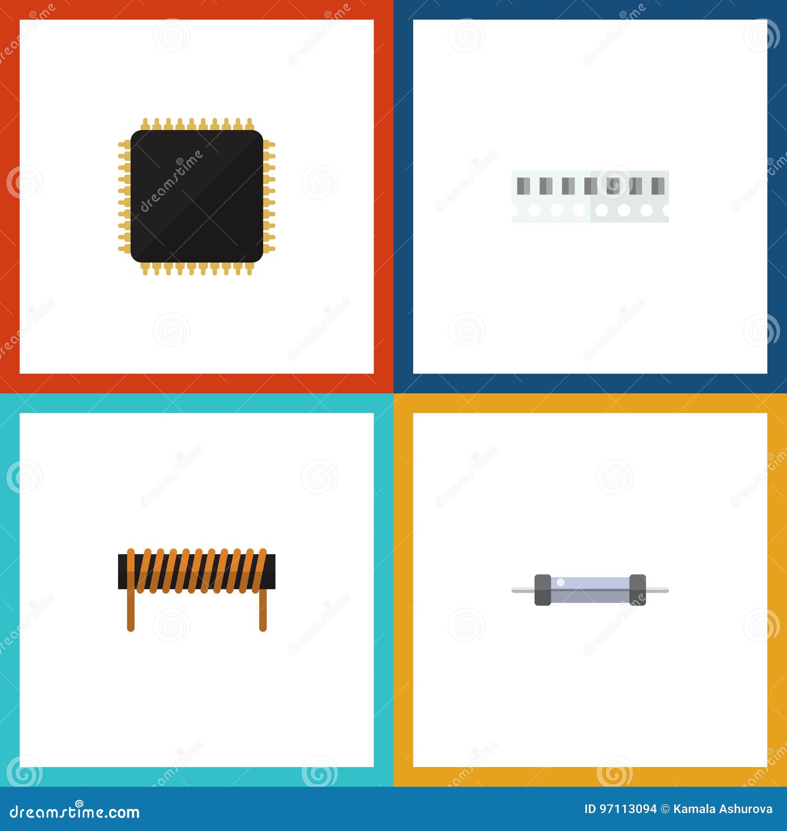 Flat Icon Appliance Set of Resistor, Memory, Bobbin and Other Vector ...